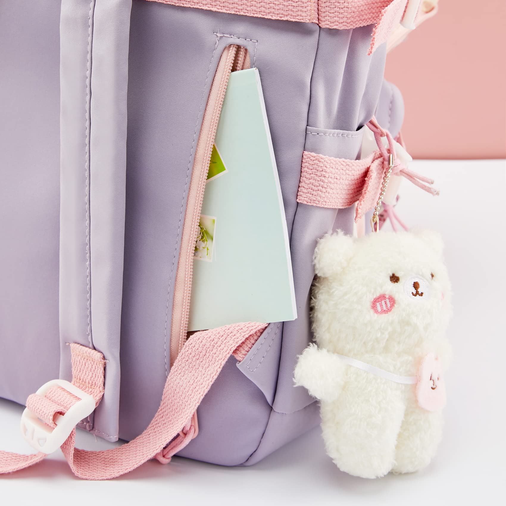 Kawaii Backpack For School Cute Aesthetic Kids Elementary Kindergarten With Kawaii Pin And Accessories Chains Mochilas Escolares Para Niñas Toddler Backpack For Girls, Purple