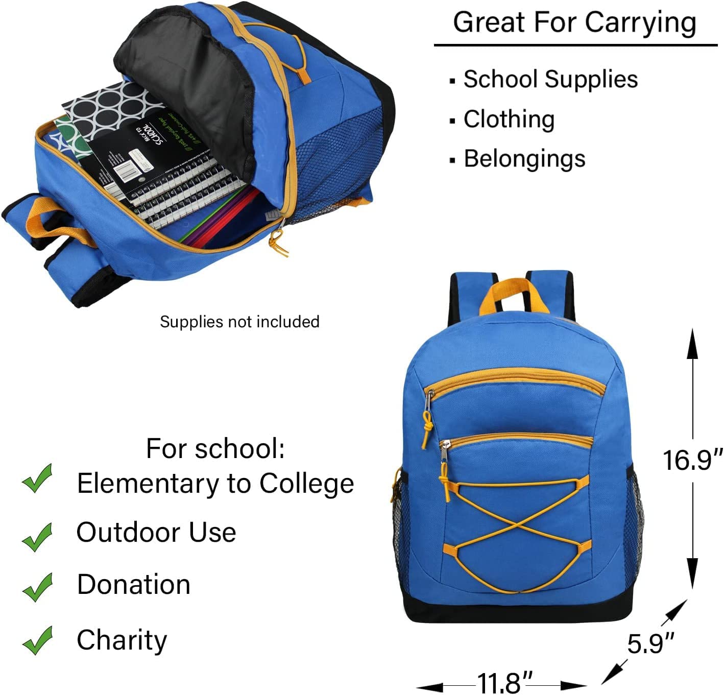Moda West 24 Pack - 17" Wholesale Classic Bulk Backpacks - Mega Assortment 23 Different Color/Patterns