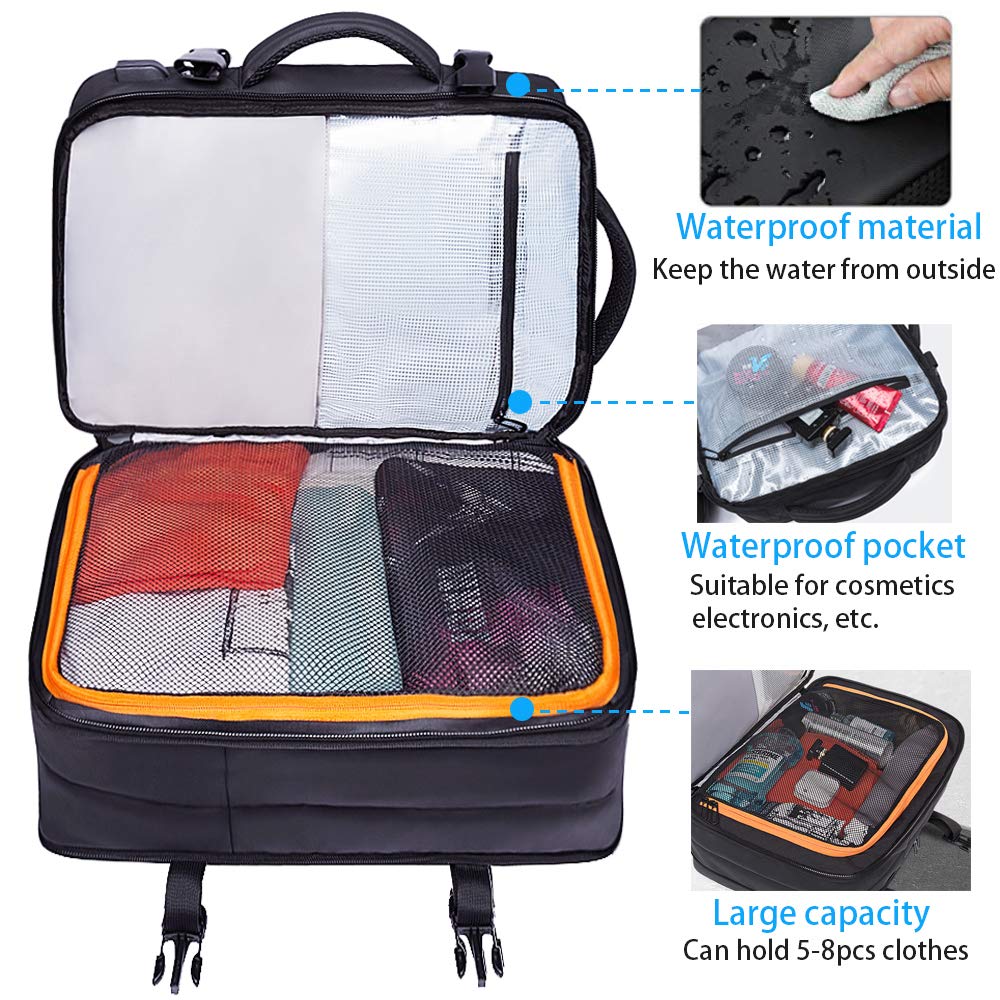 BANGE 35L Travel Backpacks,Weekender Expandable Carry-On Backpack for Airplanes, Waterproof 17.3 inch Laptop Backpack for Men and Women