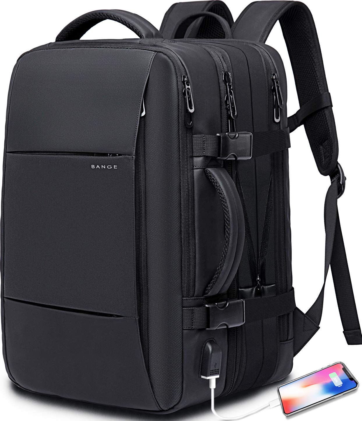 BANGE 35L Travel Backpacks,Weekender Expandable Carry-On Backpack for Airplanes, Waterproof 17.3 inch Laptop Backpack for Men and Women
