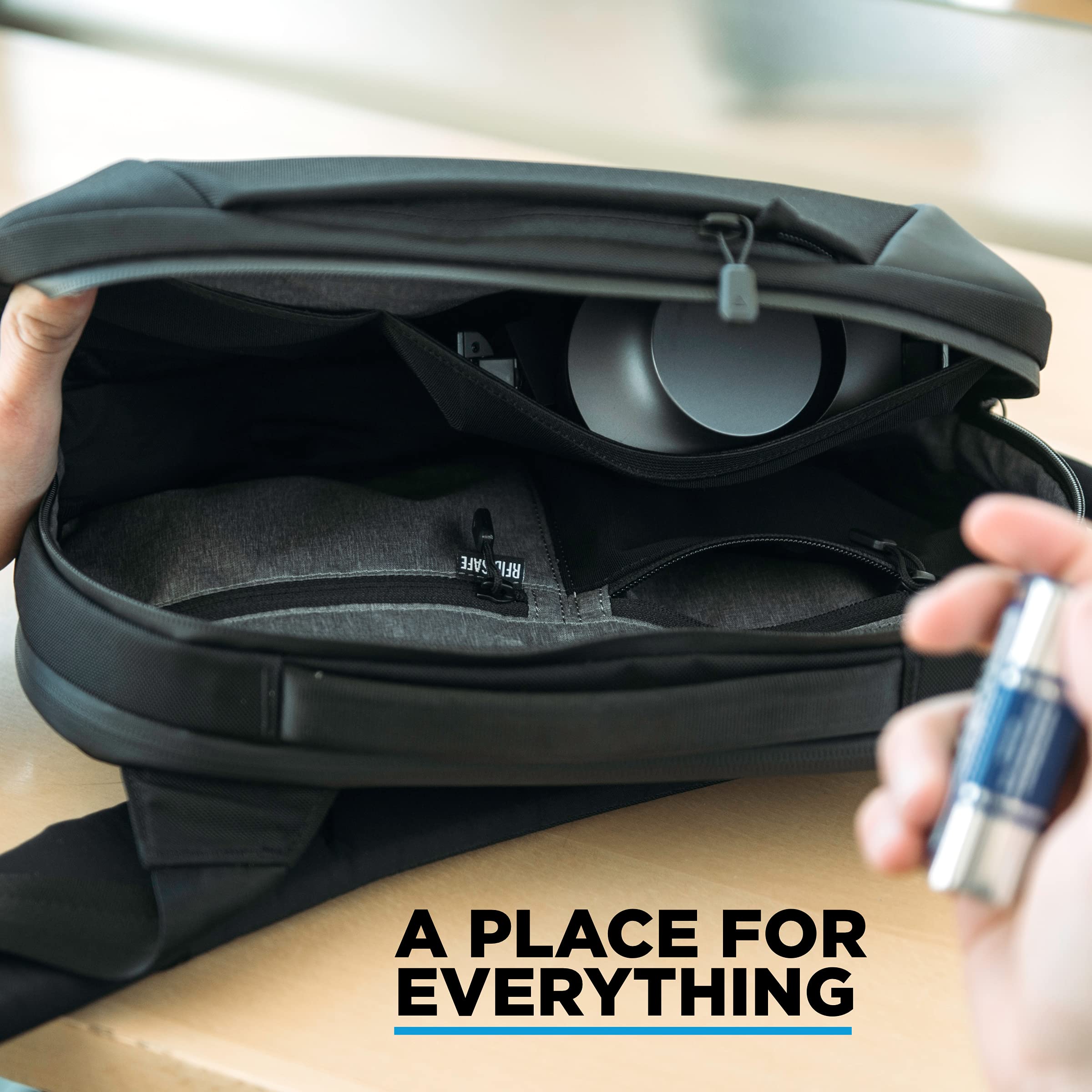 NOMATIC Navigator Premium Sling 6L (Black) | Crossbody Anti-Theft Sling Bag | Tech Organization, Water Resistant & Cord Passthrough- Minimalist Carry Bag