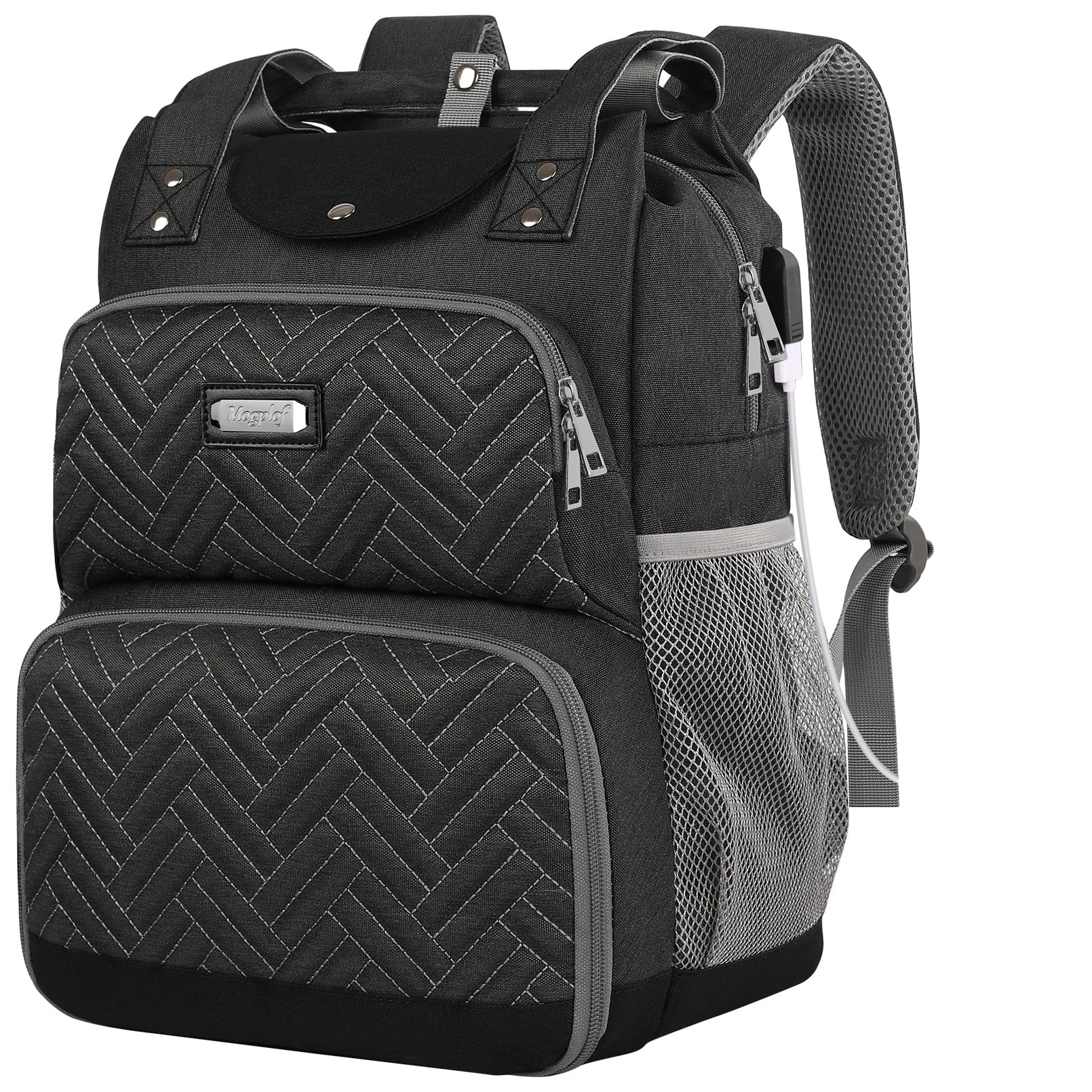 Lunch Backpack, Lunch Box Backpack for Women Men with USB Charging Port RFID Pockets Insulated Cooler Backpacks for Work, Waterproof Lunch Bookbag Teacher Nurse College Student Gifts Fits 15.6 Laptop