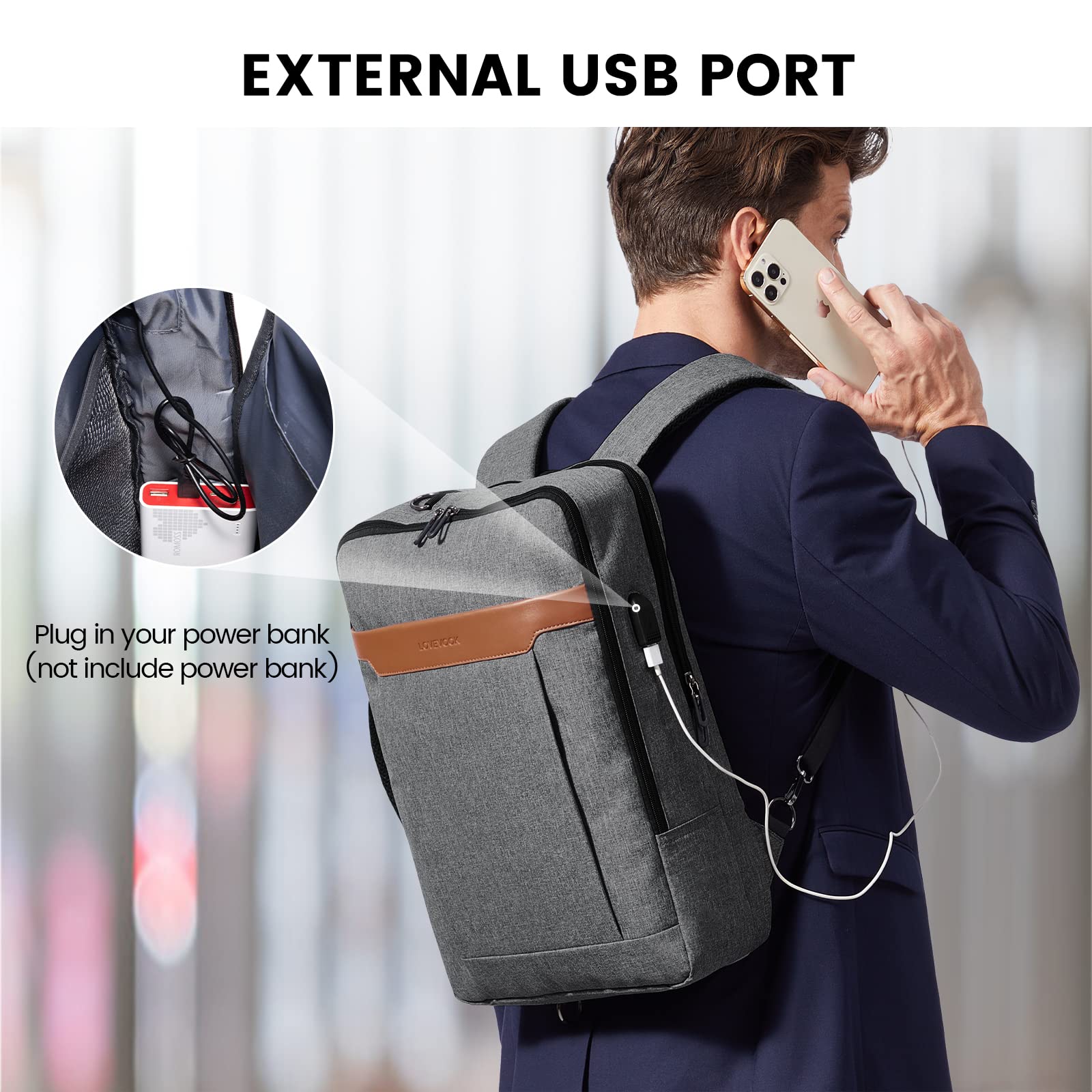 LOVEVOOK Convertible Laptop Backpack Bag, 3 in 1 Men’s Messenger Bag Business Briefcases Fits 15.6 Inch Laptop, Shoulder Bags Computer Backpacks for Travel College Office for Men Women, Grey