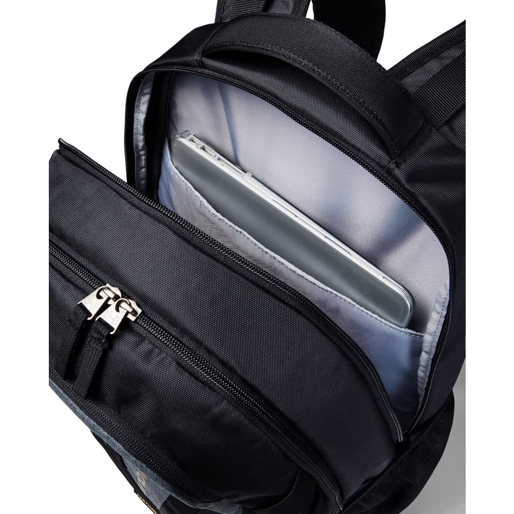 Under Armour unisex-adult Hustle 5.0 Backpack , Black (004)/Metallic Gold Luster , One Size Fits All