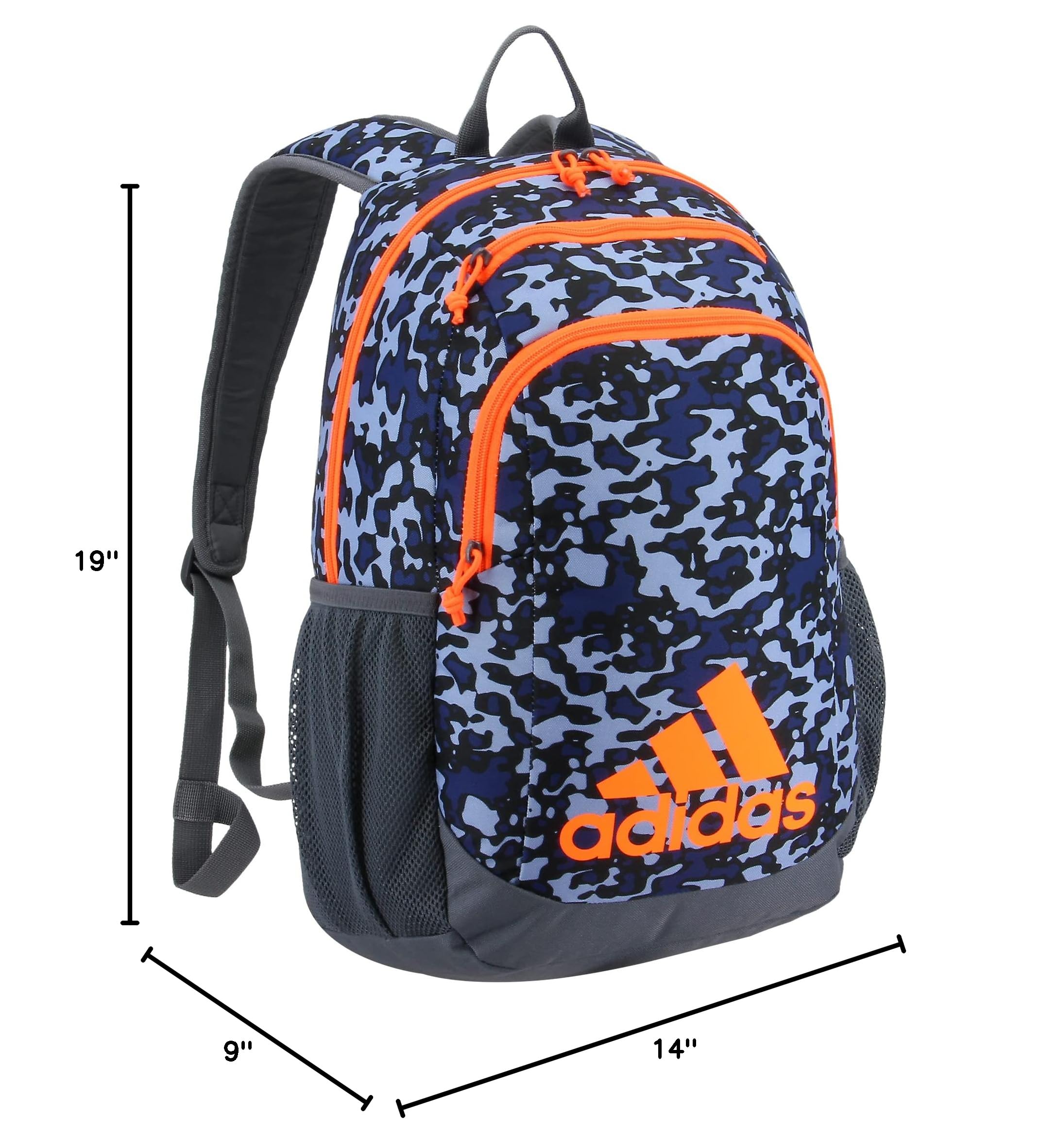 adidas Young Creator backpack, Flow Blur/Onix Grey/Signal Orange, One Size