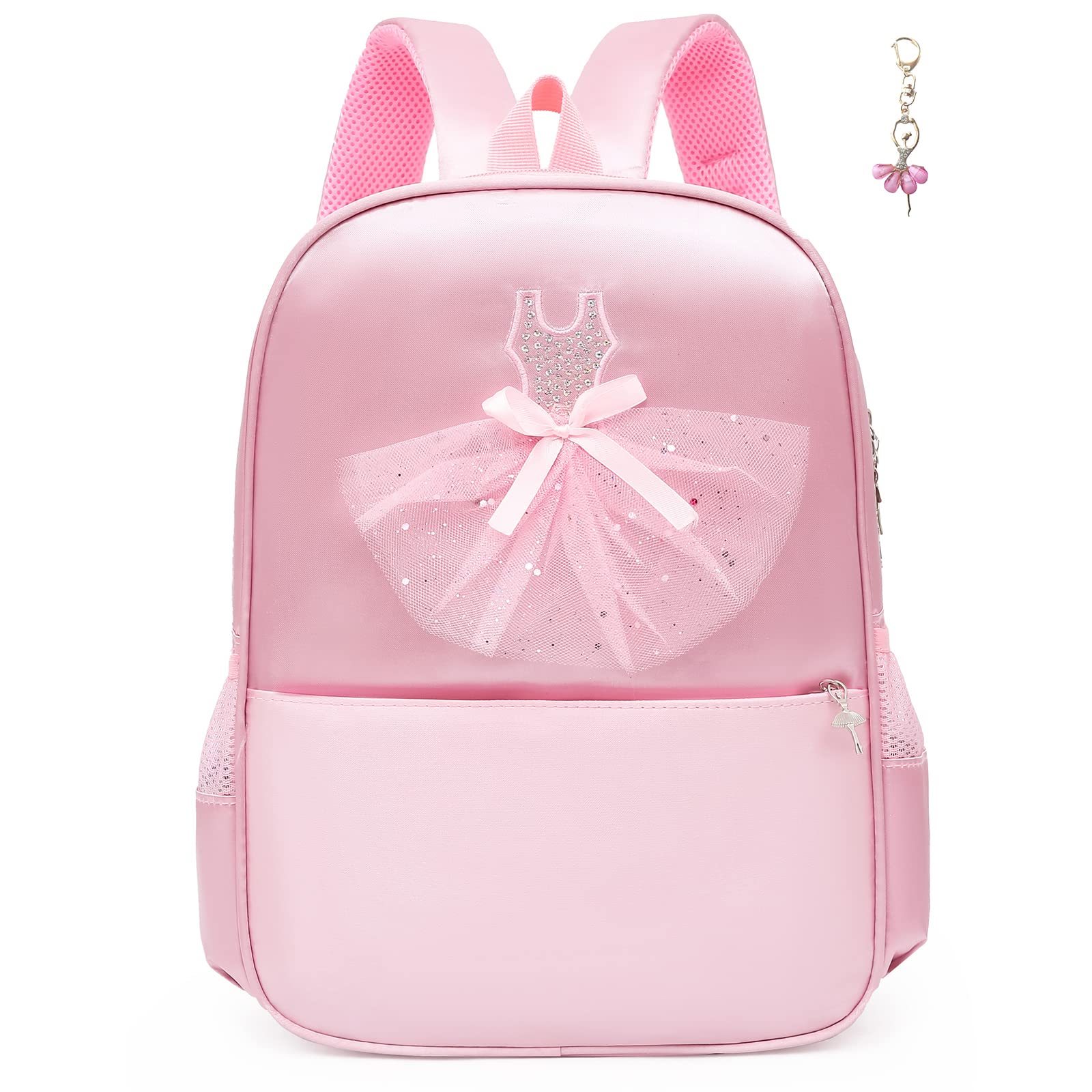 Dorlubel Cute Ballet Dance Backpack Tutu Dress Dance Bag with Key Chain Girls (Pink8 of Dress)