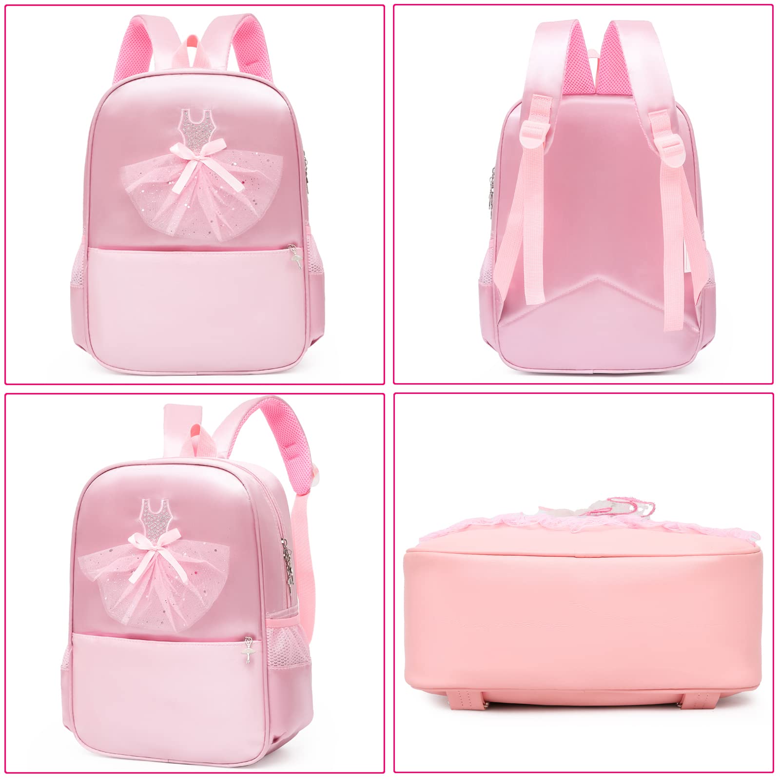 Dorlubel Cute Ballet Dance Backpack Tutu Dress Dance Bag with Key Chain Girls (Pink8 of Dress)