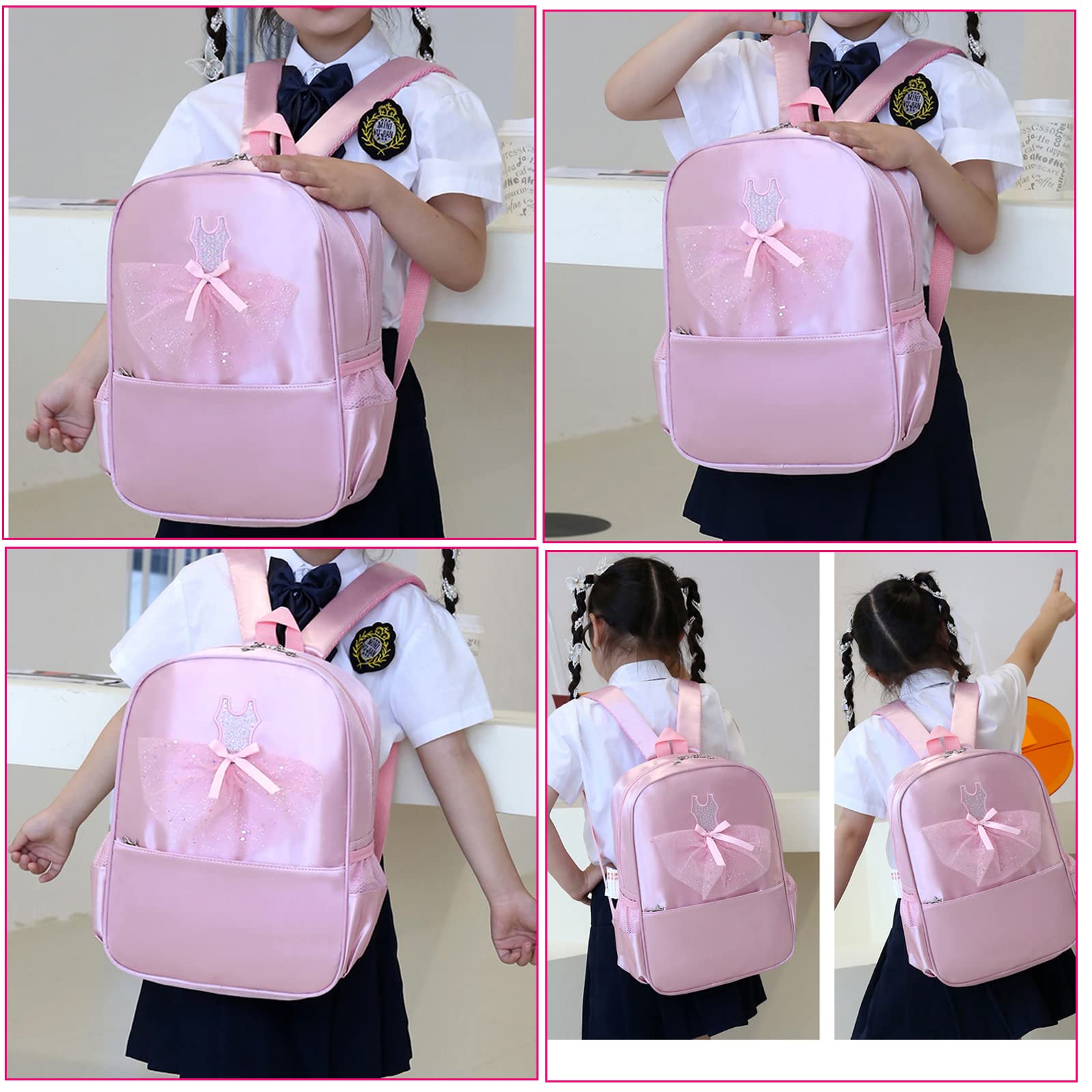 Dorlubel Cute Ballet Dance Backpack Tutu Dress Dance Bag with Key Chain Girls (Pink8 of Dress)