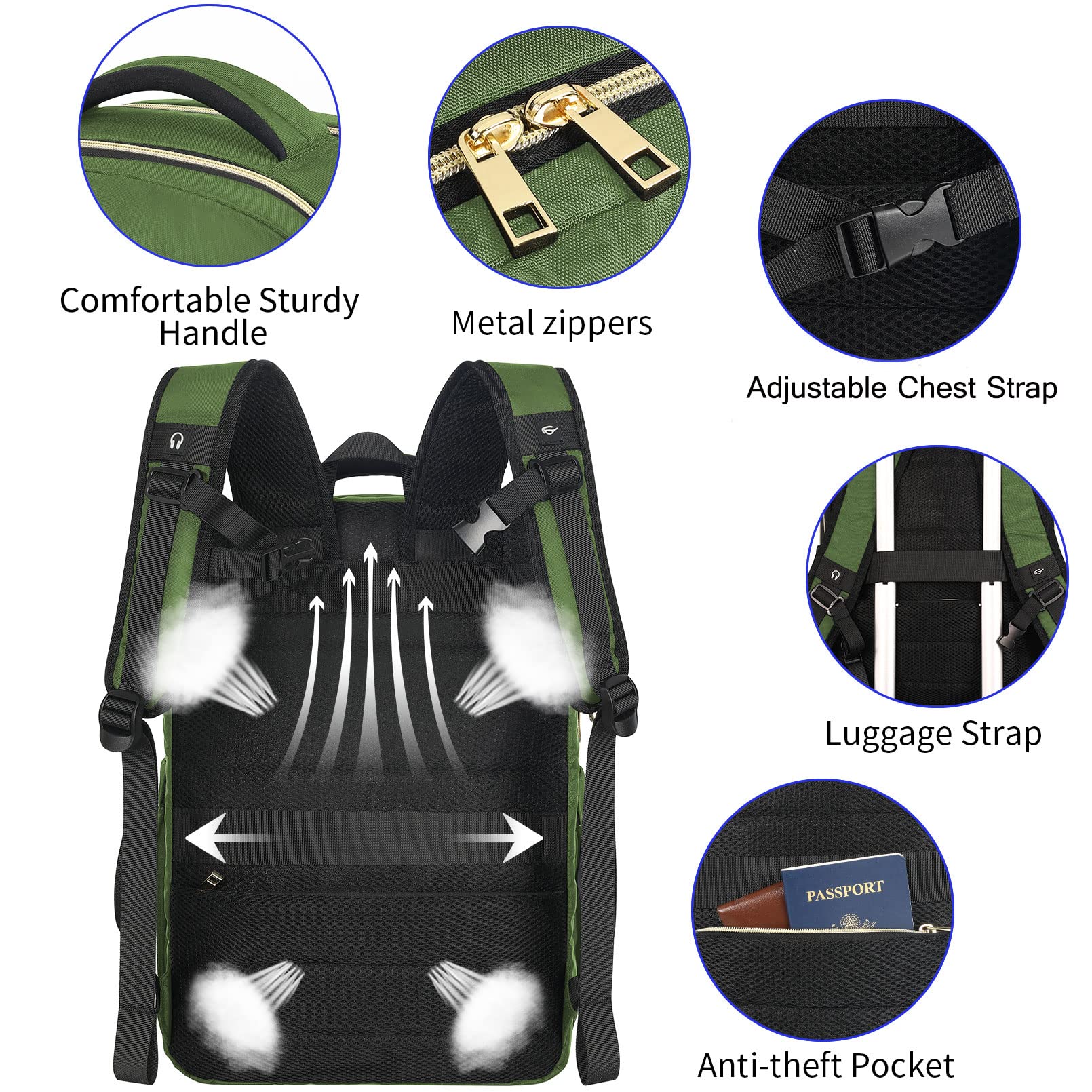 Travel Laptop Backpack, Business Anti Theft TSA Friendly Laptops Backpack with USB Charging Port,Durable Water Resistant College School Computer Bag Gifts for Men & Women Fits 15.6 Inch Notebook,Black