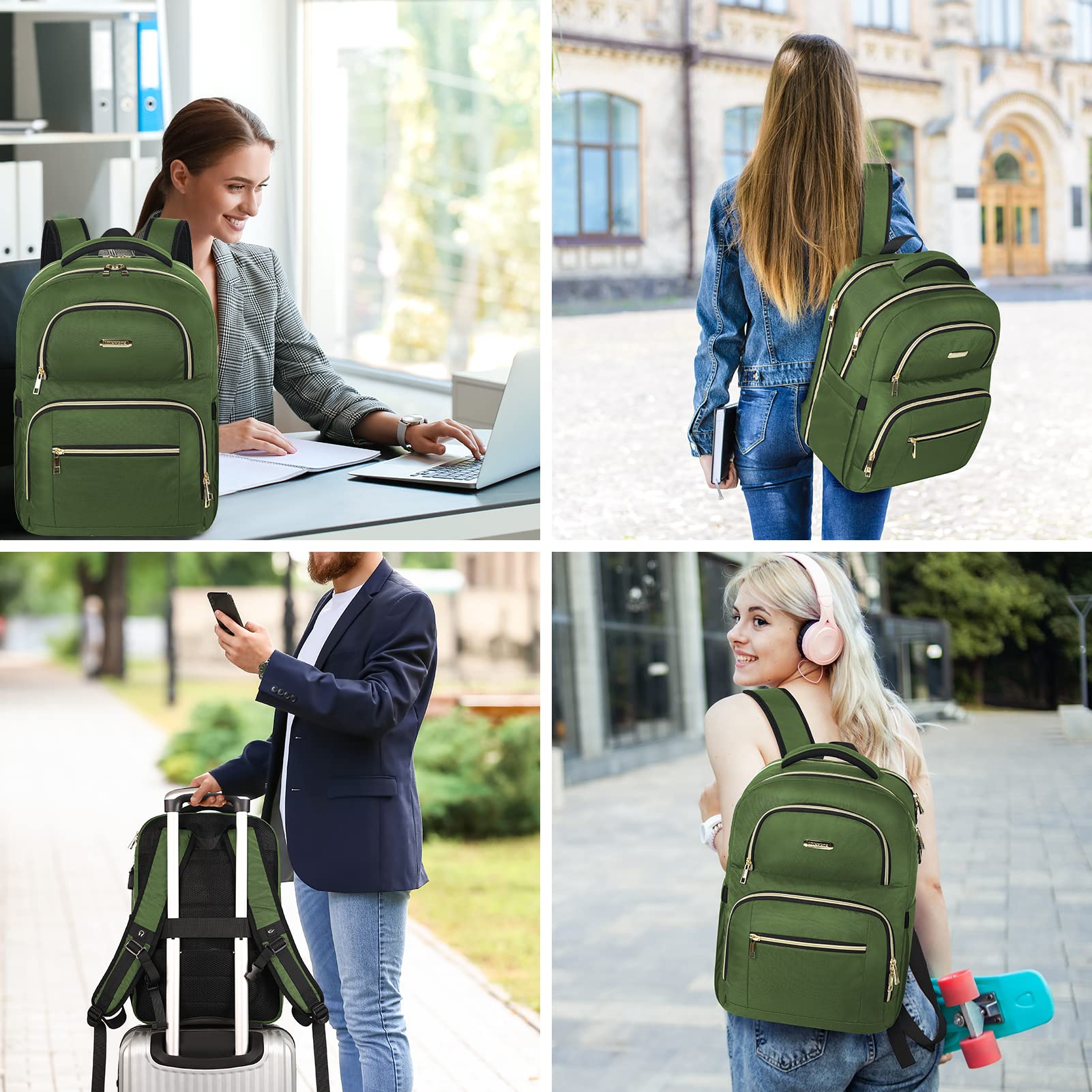 Travel Laptop Backpack, Business Anti Theft TSA Friendly Laptops Backpack with USB Charging Port,Durable Water Resistant College School Computer Bag Gifts for Men & Women Fits 15.6 Inch Notebook,Black