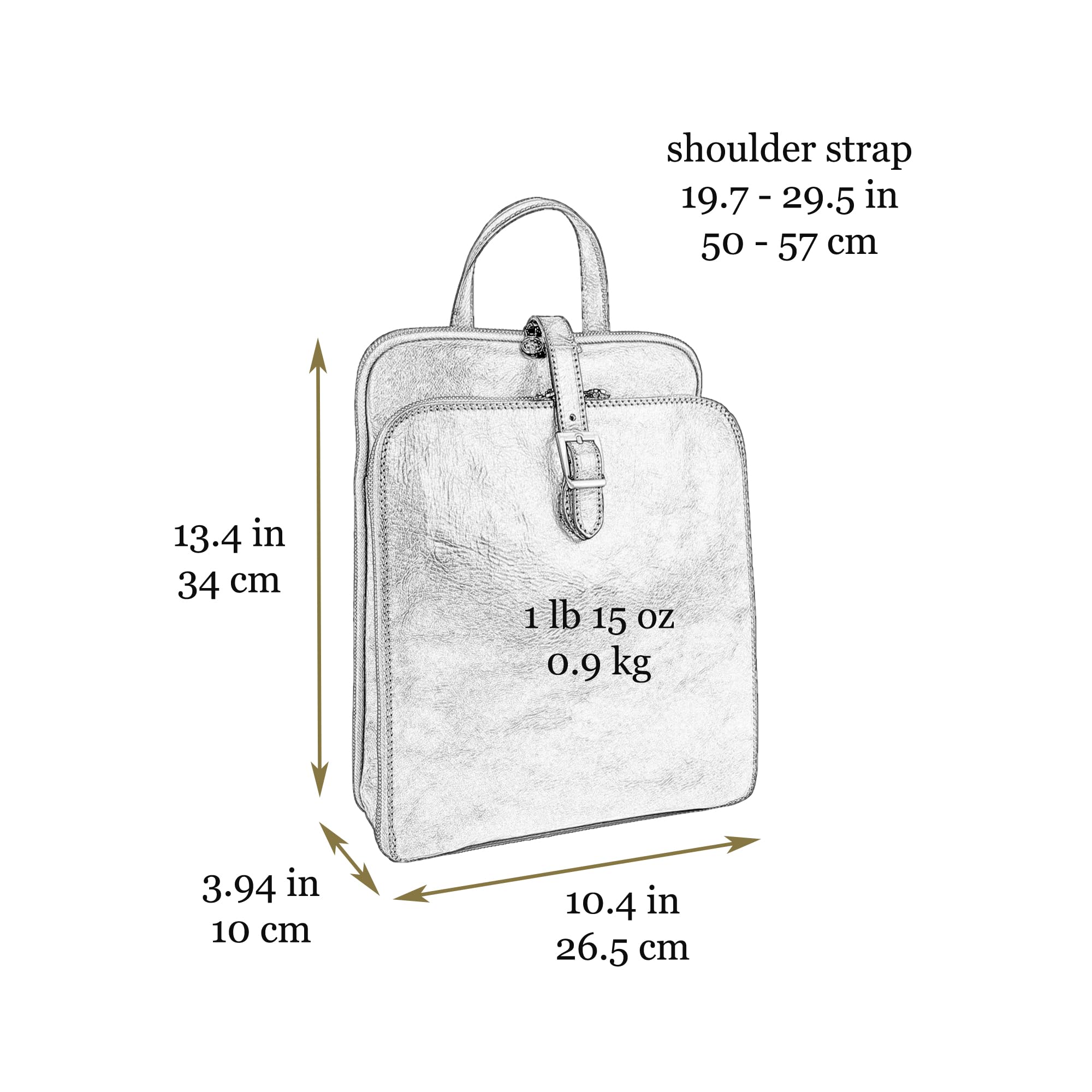 Leather Backpack Convertible to Shoulder Bag - Handmade For Laptops up to 12 Inches Daybag Rucksack - Time Resistance