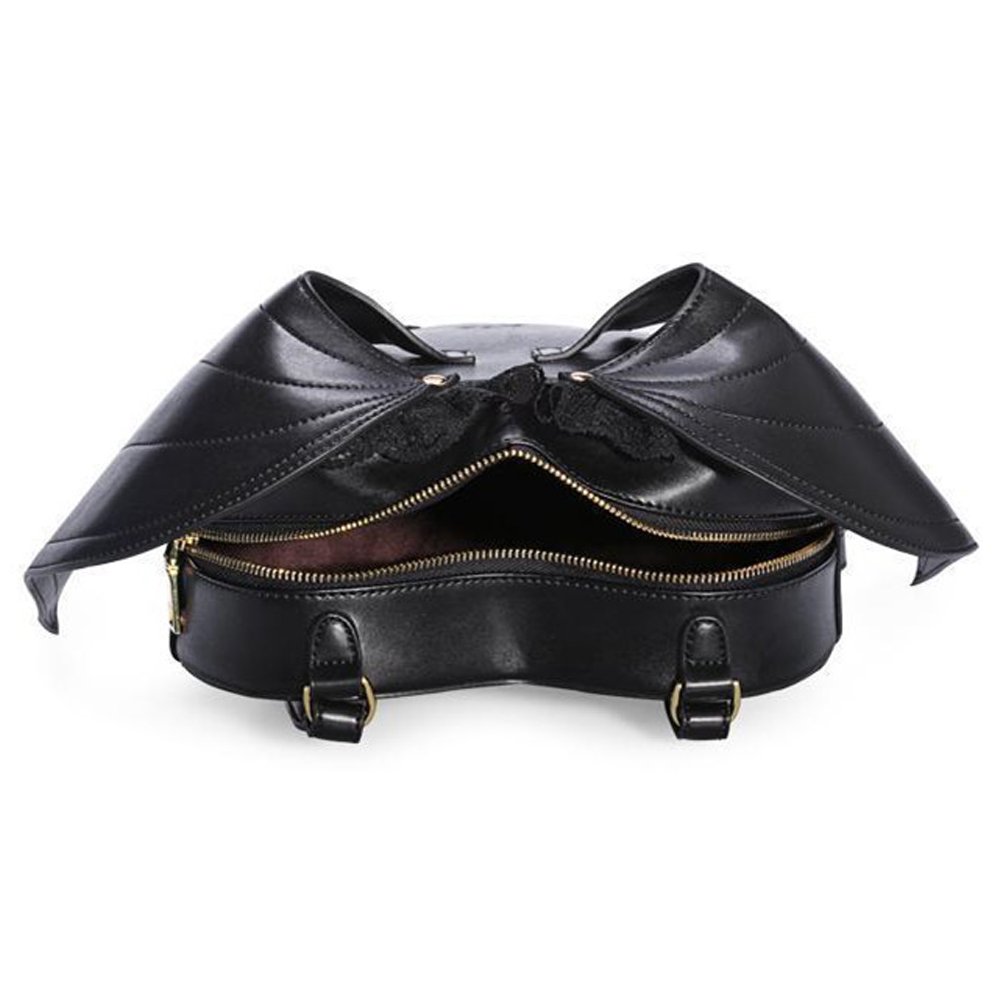 Neevas Fashion Girl Gothic Black Bat Heart Wings Backpack Goth Punk Lace Wing Bag One_Size