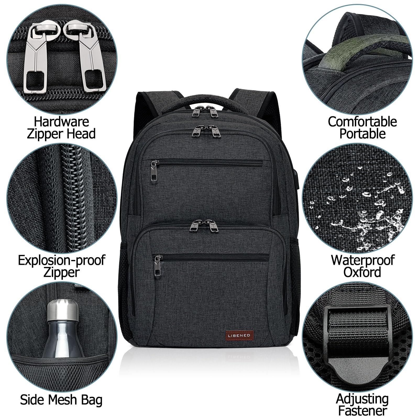 BIKROD Backpack for Men, TSA Travel Backpack, School Backpacks for Teens Water Resistant Back Pack with USB Charging Port, Business Anti Theft Durable Computer Bag Gifts Fits 15.6 Inch Laptop,Black