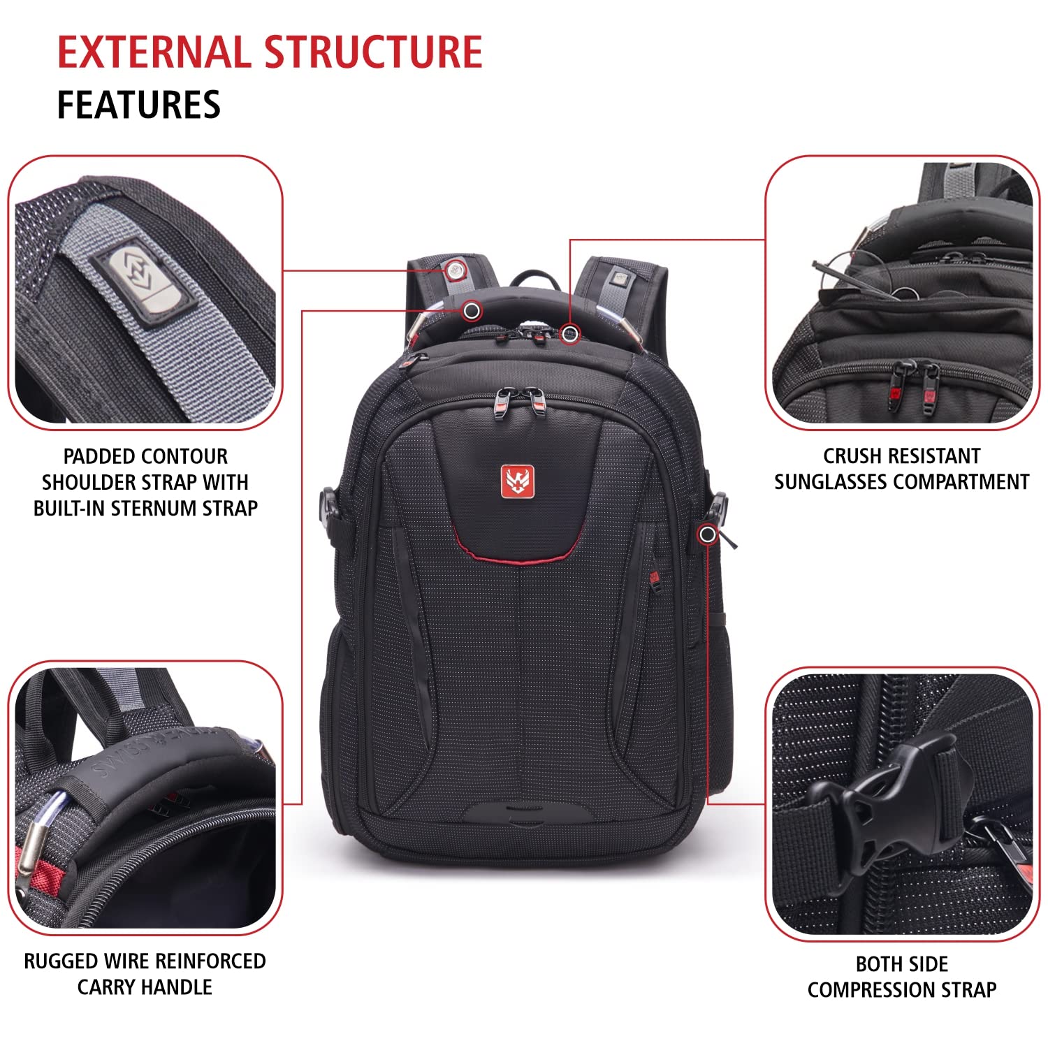 Swiss Eagle TSA-friendly SmartScan Laptop Backpack with USB Port and Shoe Compartment designed to fit 15-inch Notebook