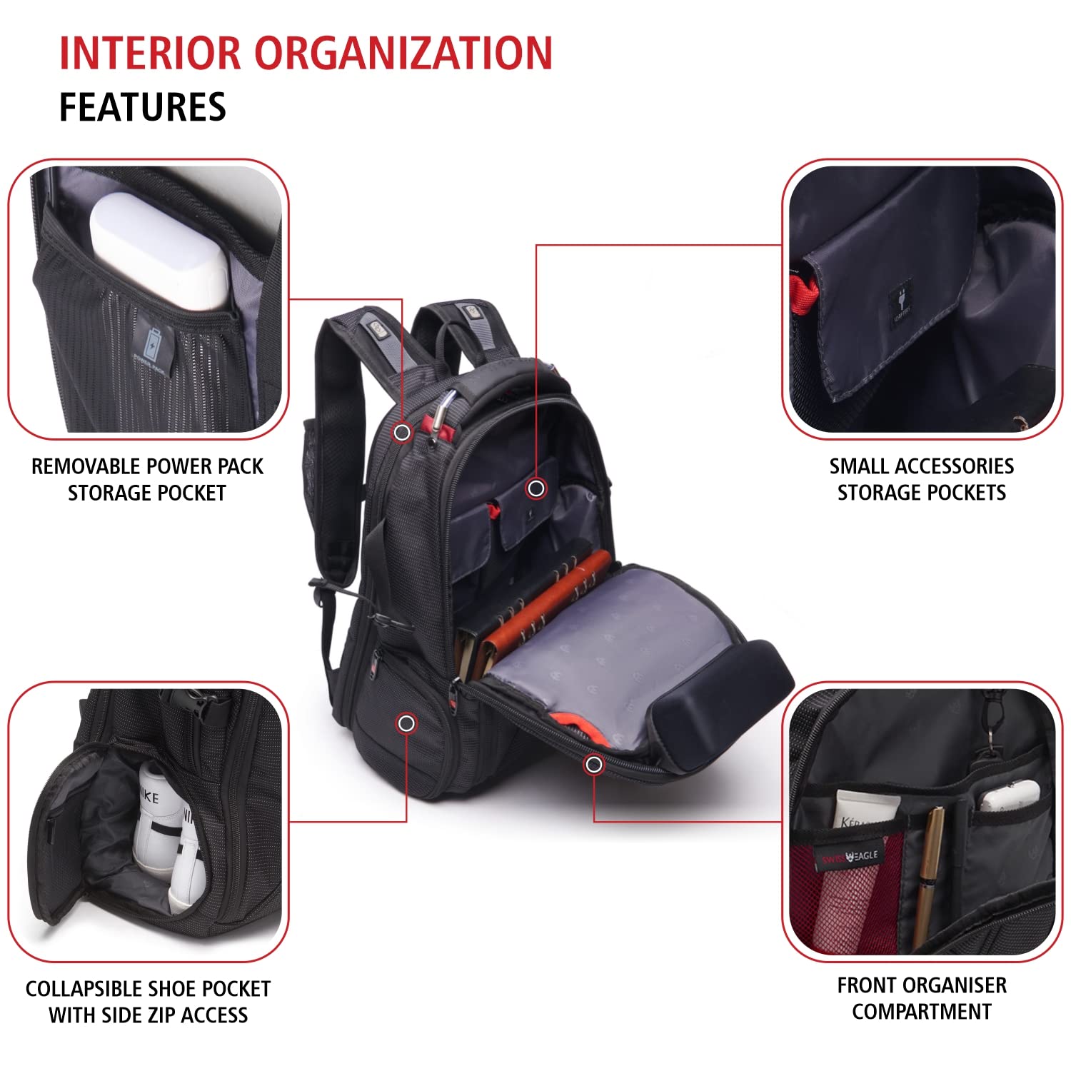 Swiss Eagle TSA-friendly SmartScan Laptop Backpack with USB Port and Shoe Compartment designed to fit 15-inch Notebook