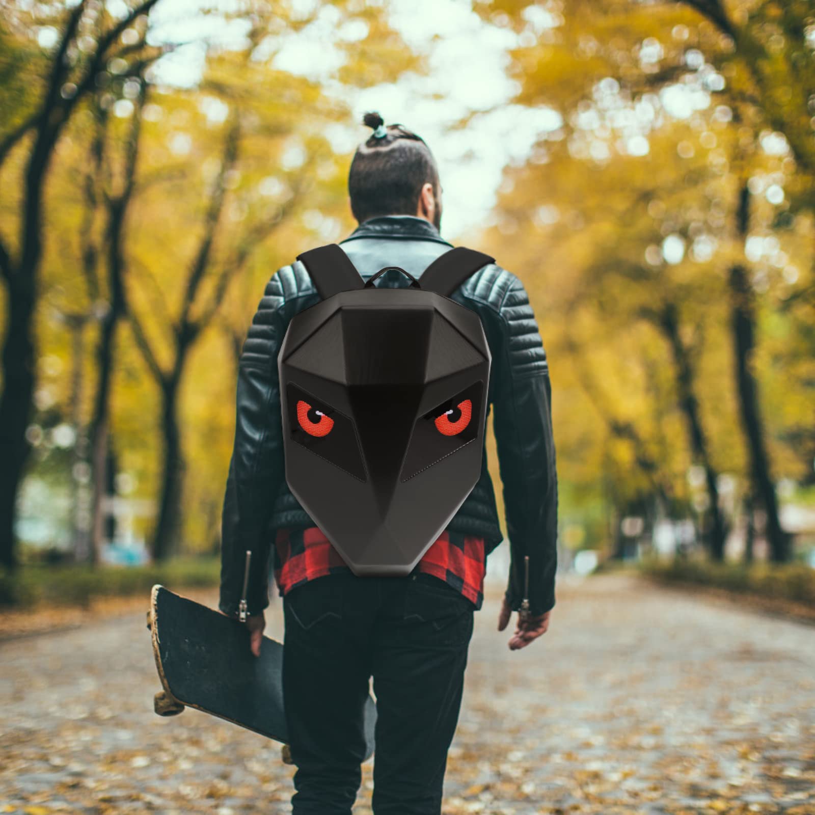 Ruconla LED Backpack, Laptop Bag Motorcycle Riding Backpack Hard Shell Travel Bag LED Motorbike Luggage Bags, High-Capacity Helmet Waterproof Backpack Laptop Bag With Programmable Screen