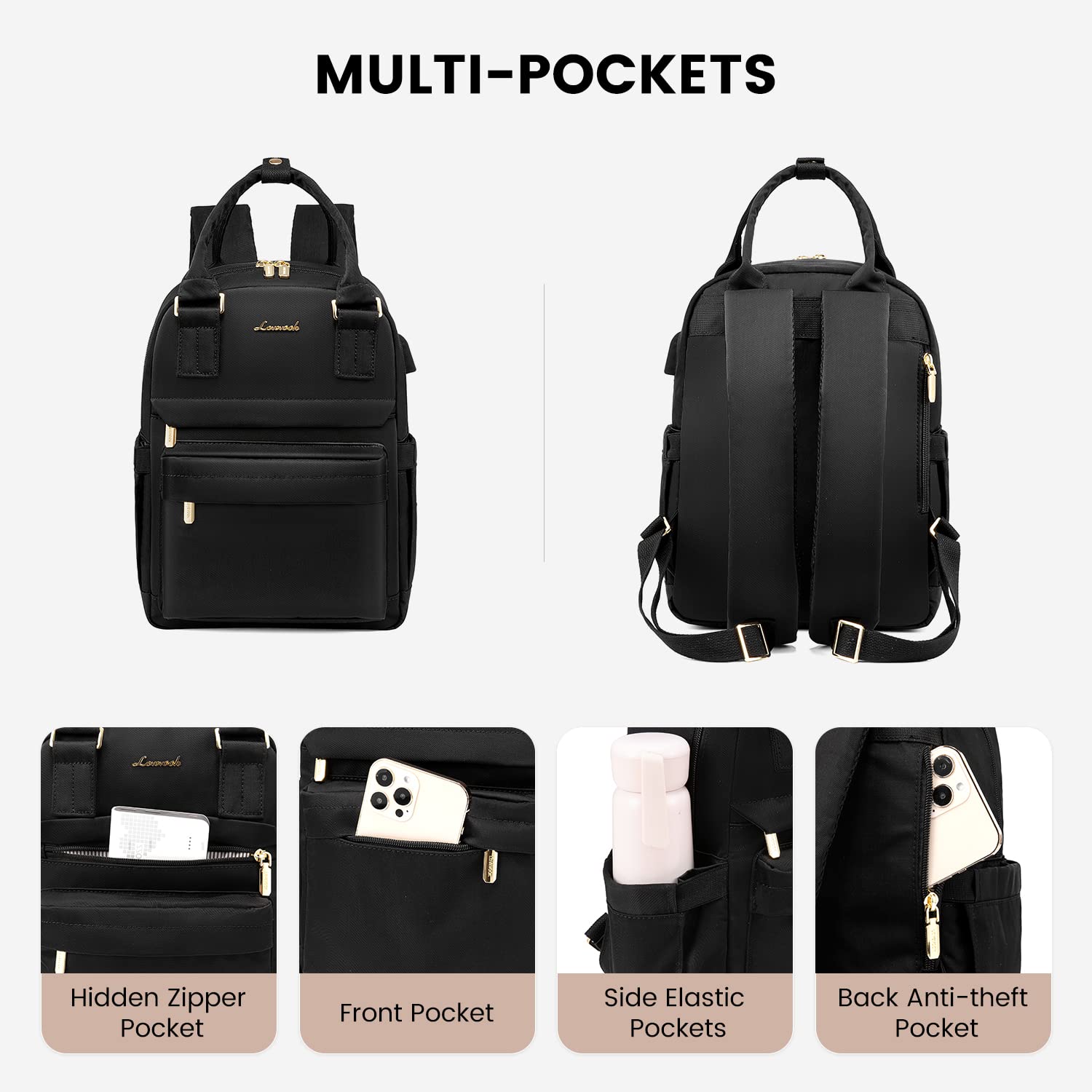 LOVEVOOK Mini Backpack for Women Girls Stylish Waterproof Backpack Purse with USB Port, Cute Daypack for School Travel Party