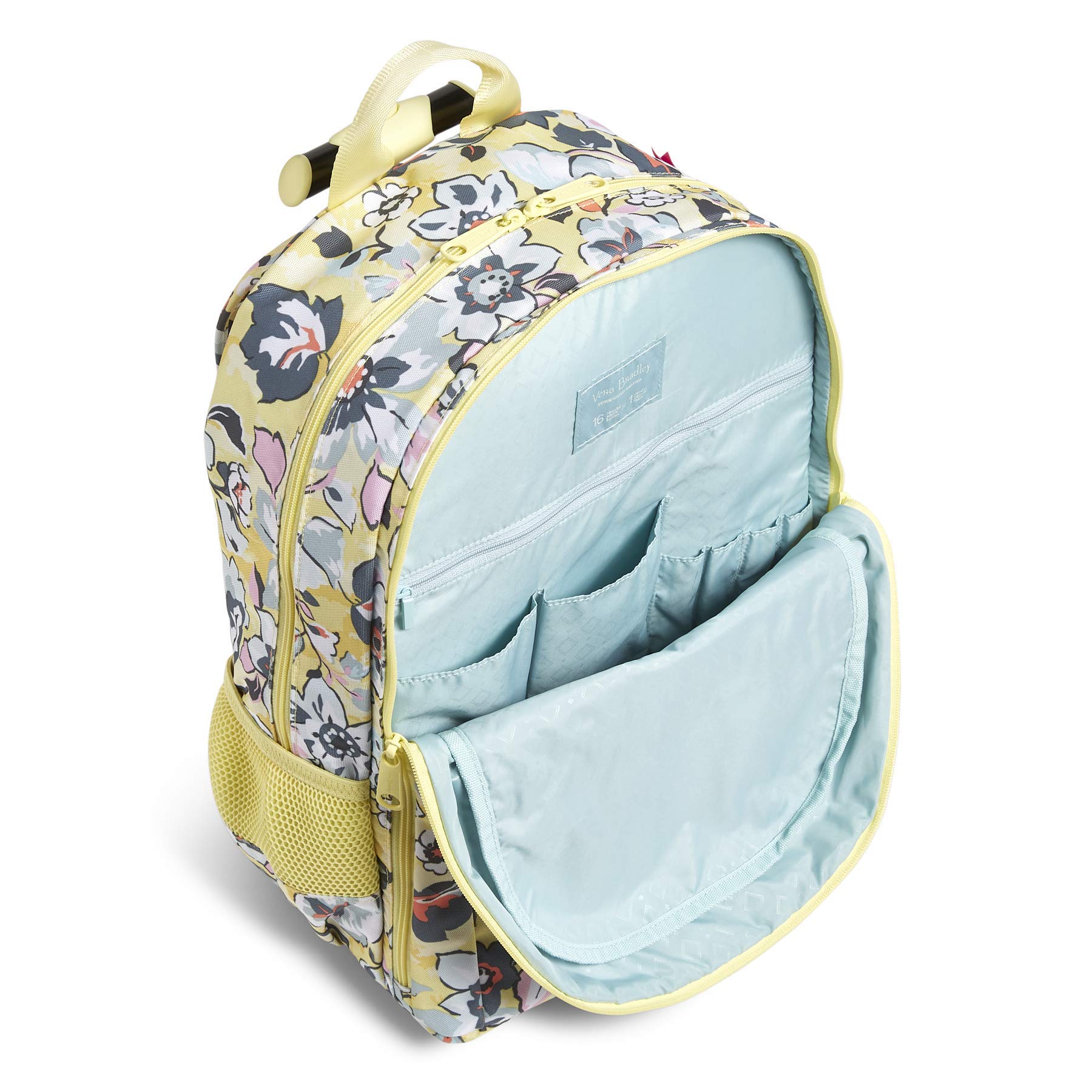 Vera Bradley Recycled Lighten Up Reactive Slim Rolling Backpack, Sunny Garden,One Size