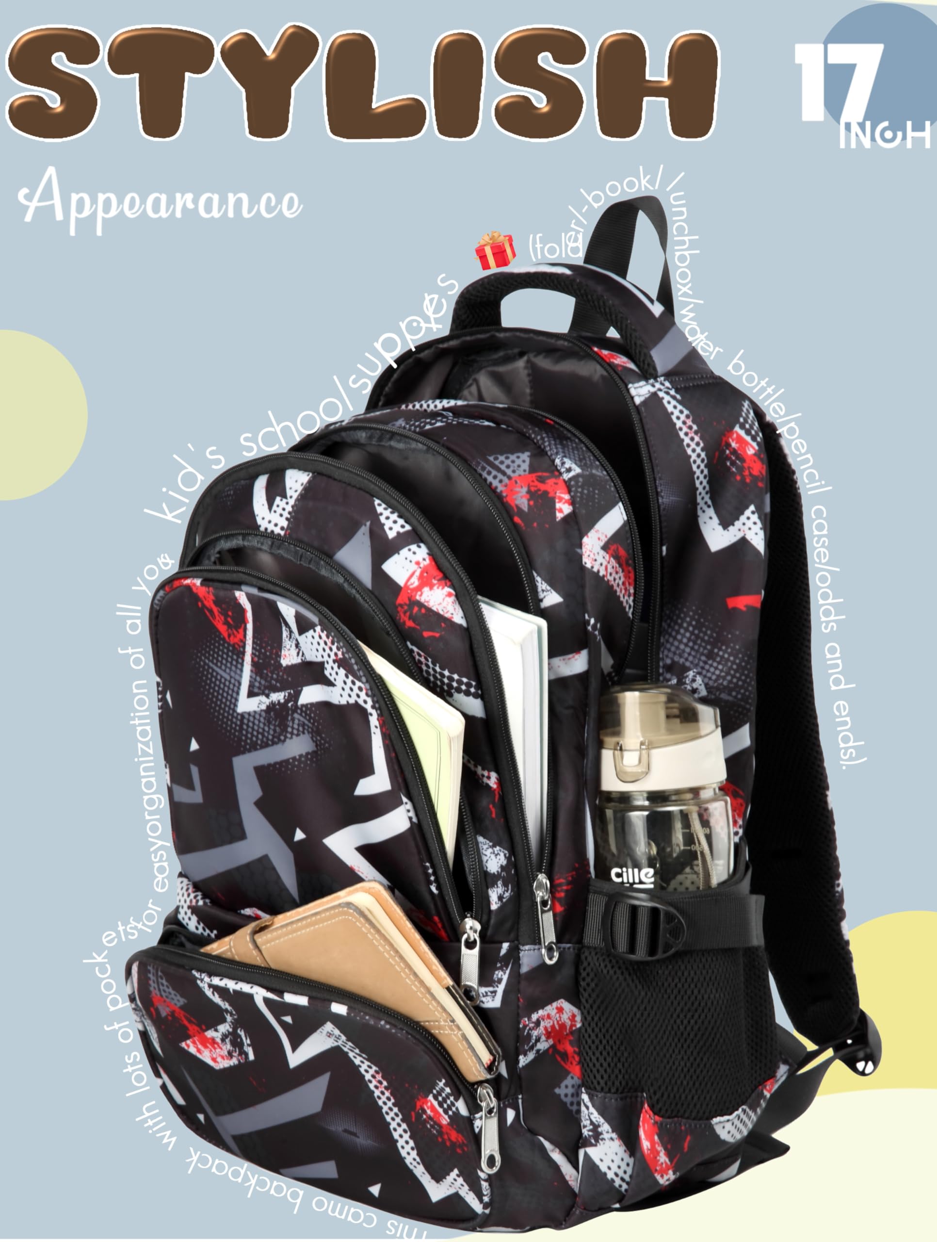 BLUEFAIRY Boys Backpacks for Teenage Kids Elementary School Bags Sturdy Middle School Bookbags Lightweight Waterproof Presents Gift Age 5-10