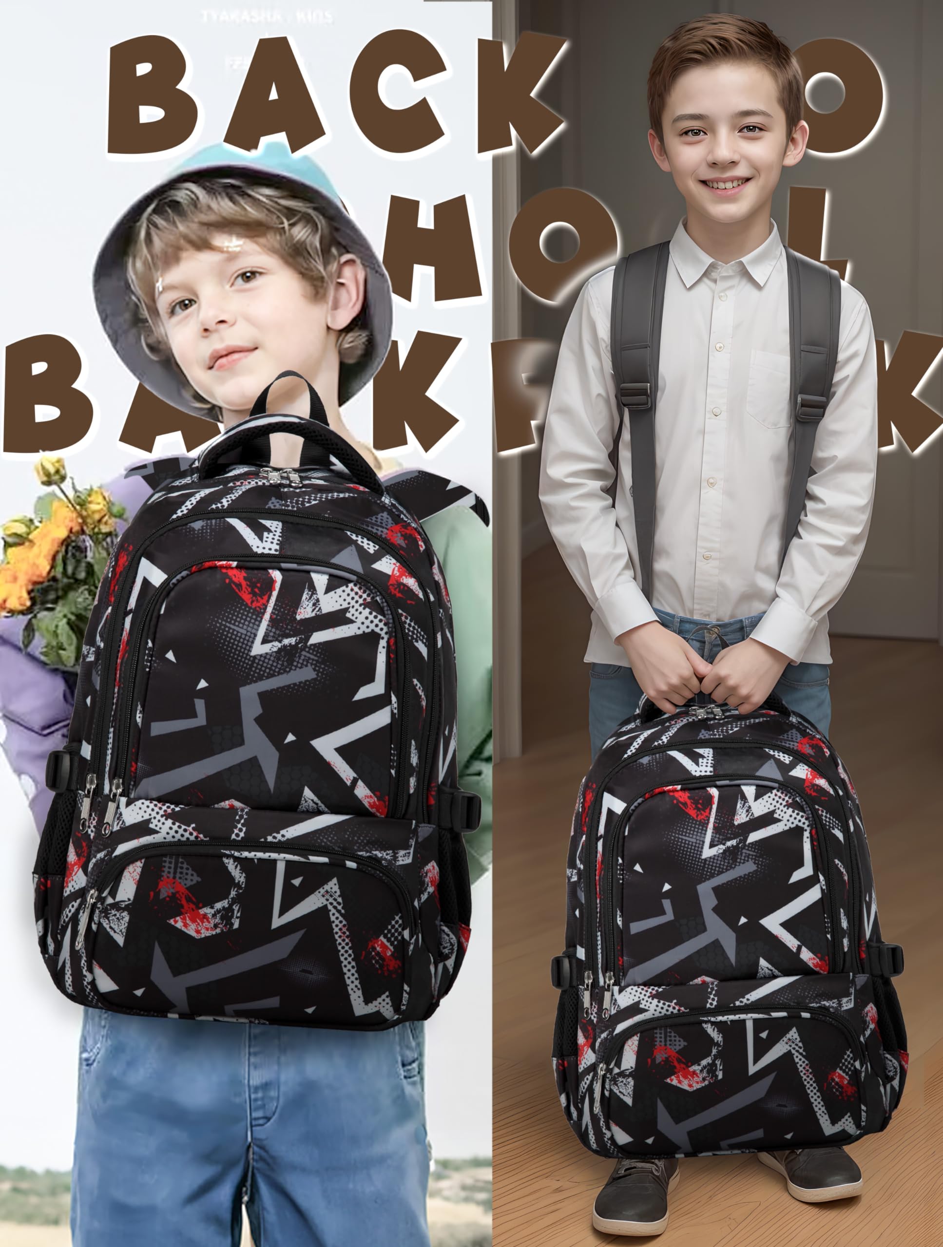 BLUEFAIRY Boys Backpacks for Teenage Kids Elementary School Bags Sturdy Middle School Bookbags Lightweight Waterproof Presents Gift Age 5-10