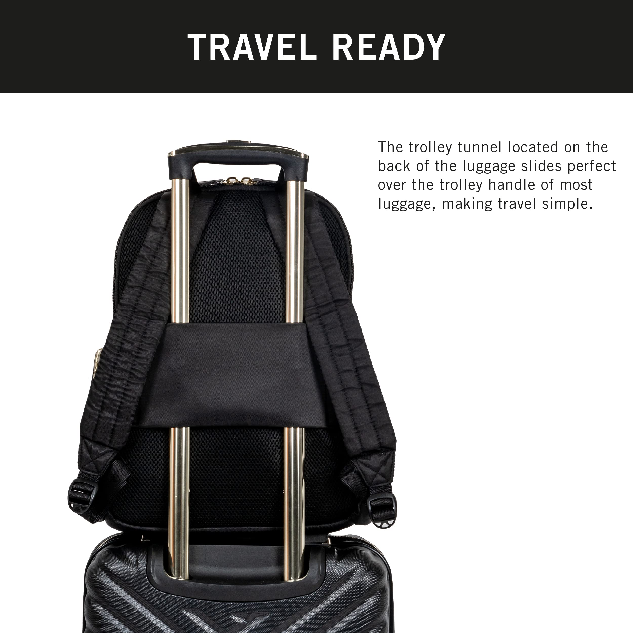 Kenneth Cole REACTION Women's Sophie Backpack Silky Nylon 15" Laptop & Tablet RFID Bookbag for School, Work, & Travel, Navy, One Size