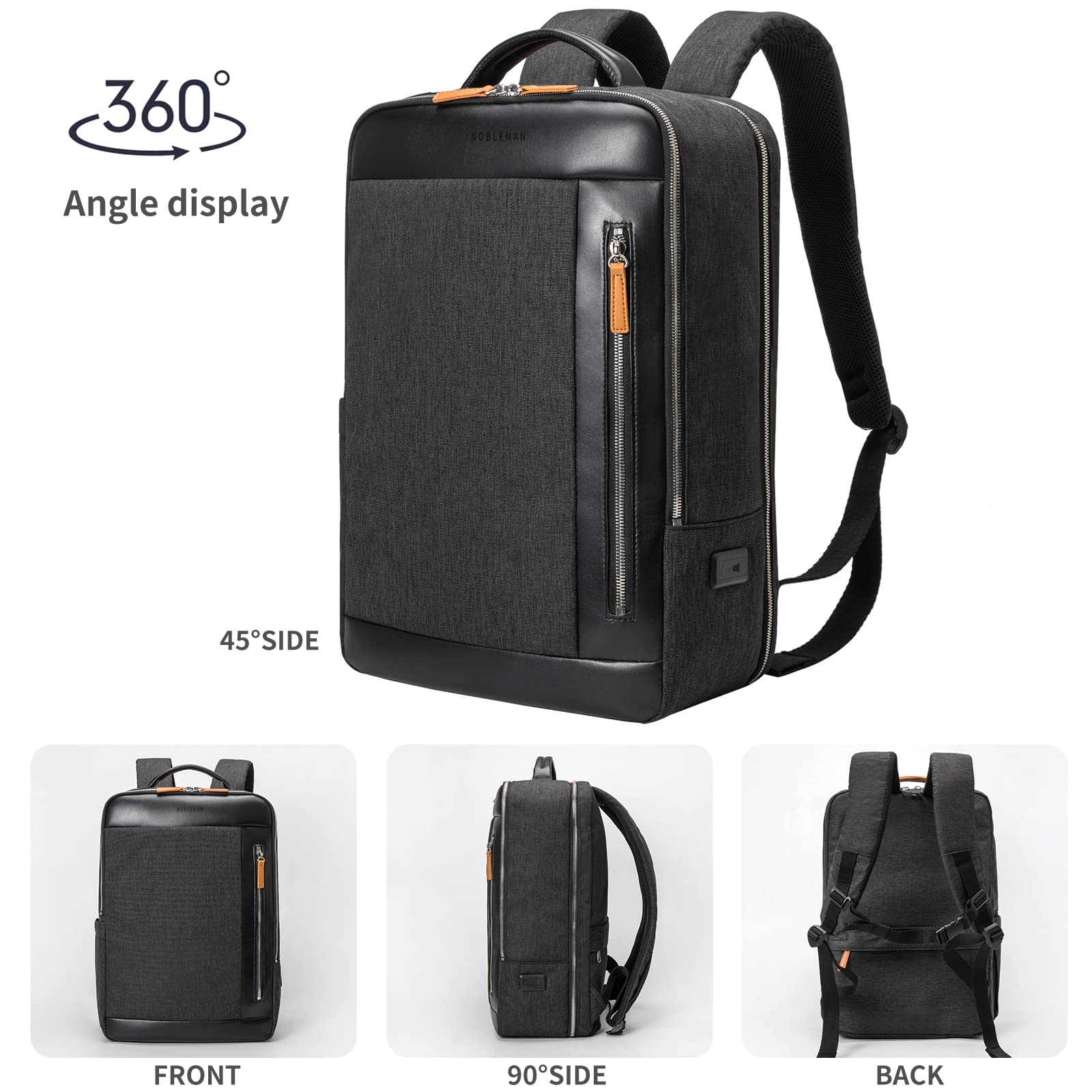 NOBLEMAN Business Smart Backpack Waterproof Laptop Backpack Travel Durable Daypack (black)