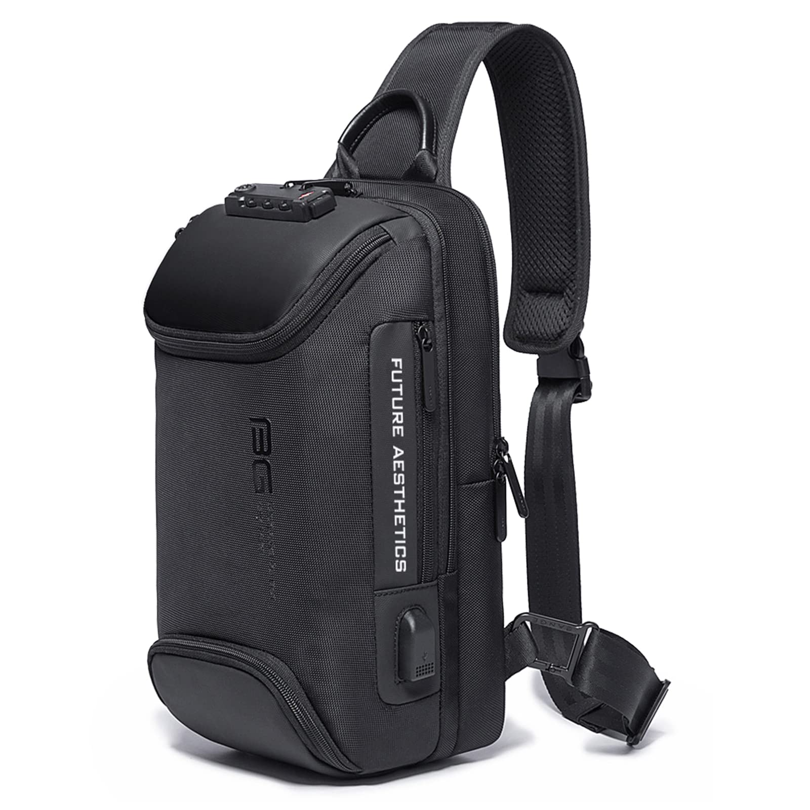 iubest Sling Bag for Men, Shoulder Bag Anti Theft Crossbody Backpack with USB Charging Port, Water Proof Casual Sling Backpack with TSA Lock for Hiking, Outdoor (Grey )