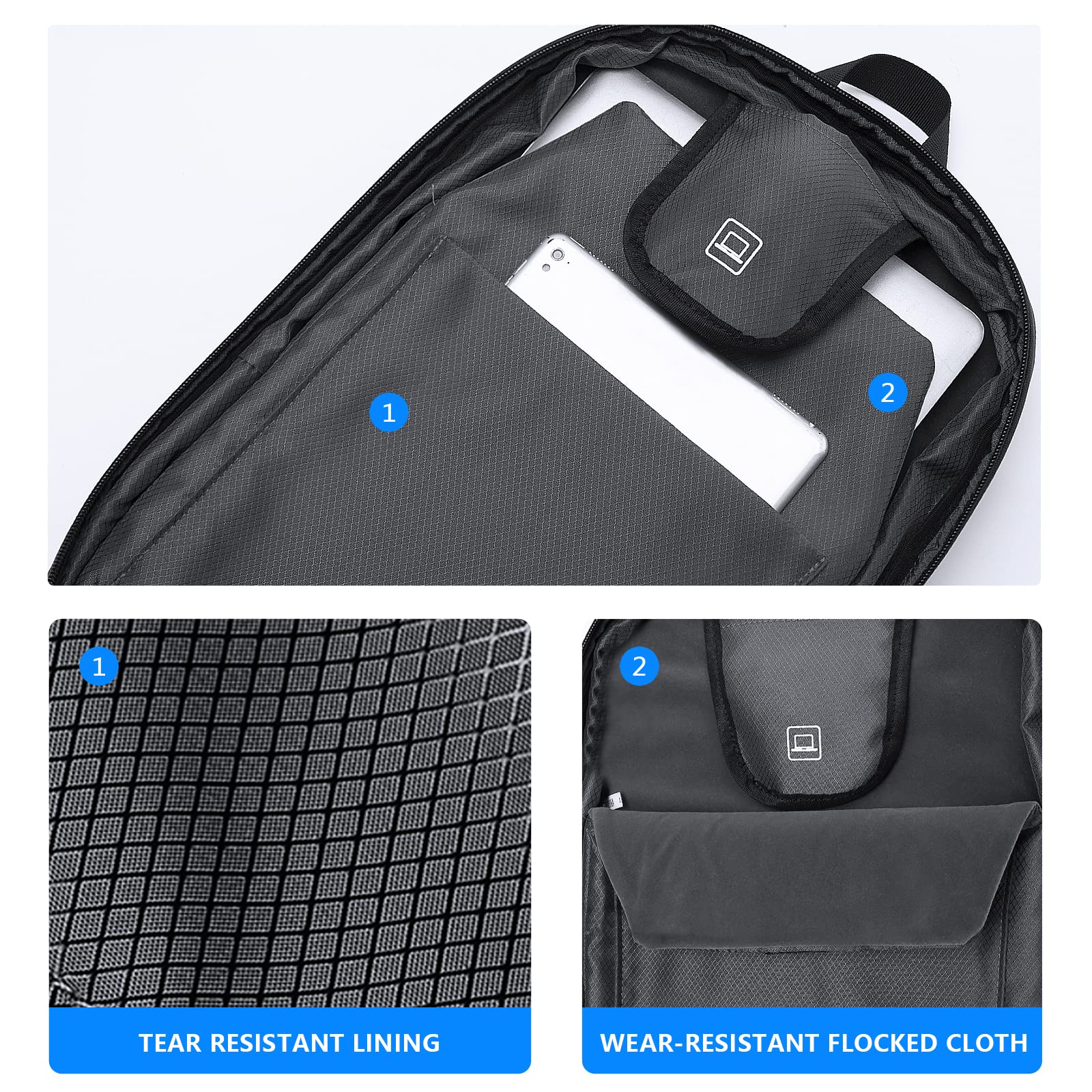 FENRUIEN Anti-Theft Hard Shell Backpack 15.6-Inch,Expandable Slim Business Travel Laptop Backpack for Men,Water-repellent Black Laptop Bag with USB Port