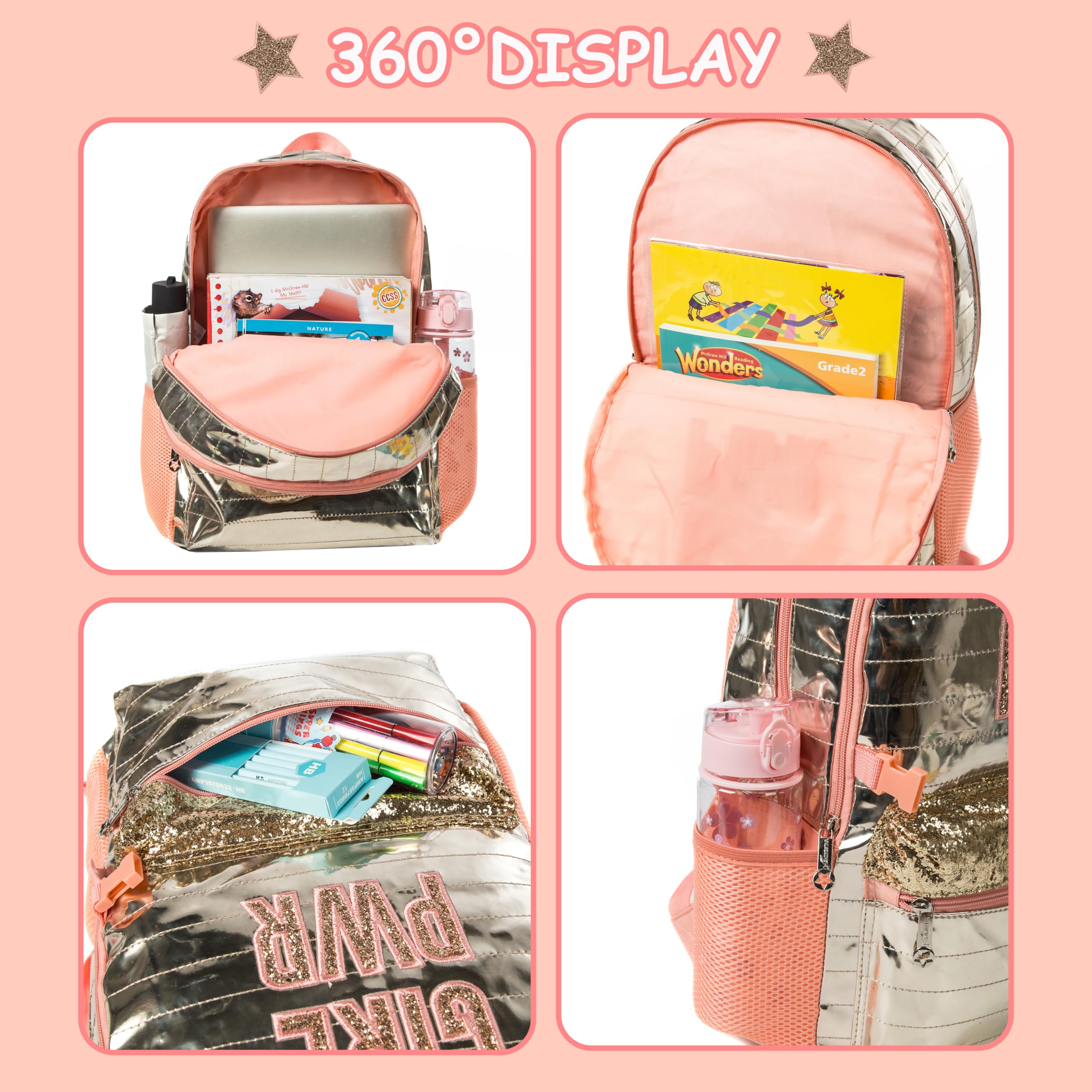 Backpack for Girls School Bag with Lunch Box Girls Backpack Set for Elementary Preschool Bookbag