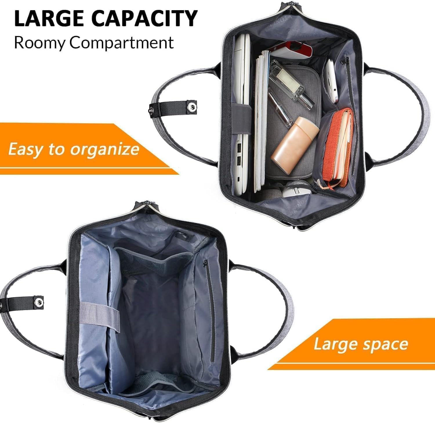 17 inch Laptop Backpack for Women, Extra Large 40L Travel Backpack With USB Charging Port Anti Theft Procket, Water Resistant Airline Approved Carry on Bag College Backpack Purse School Bookbag, Grey