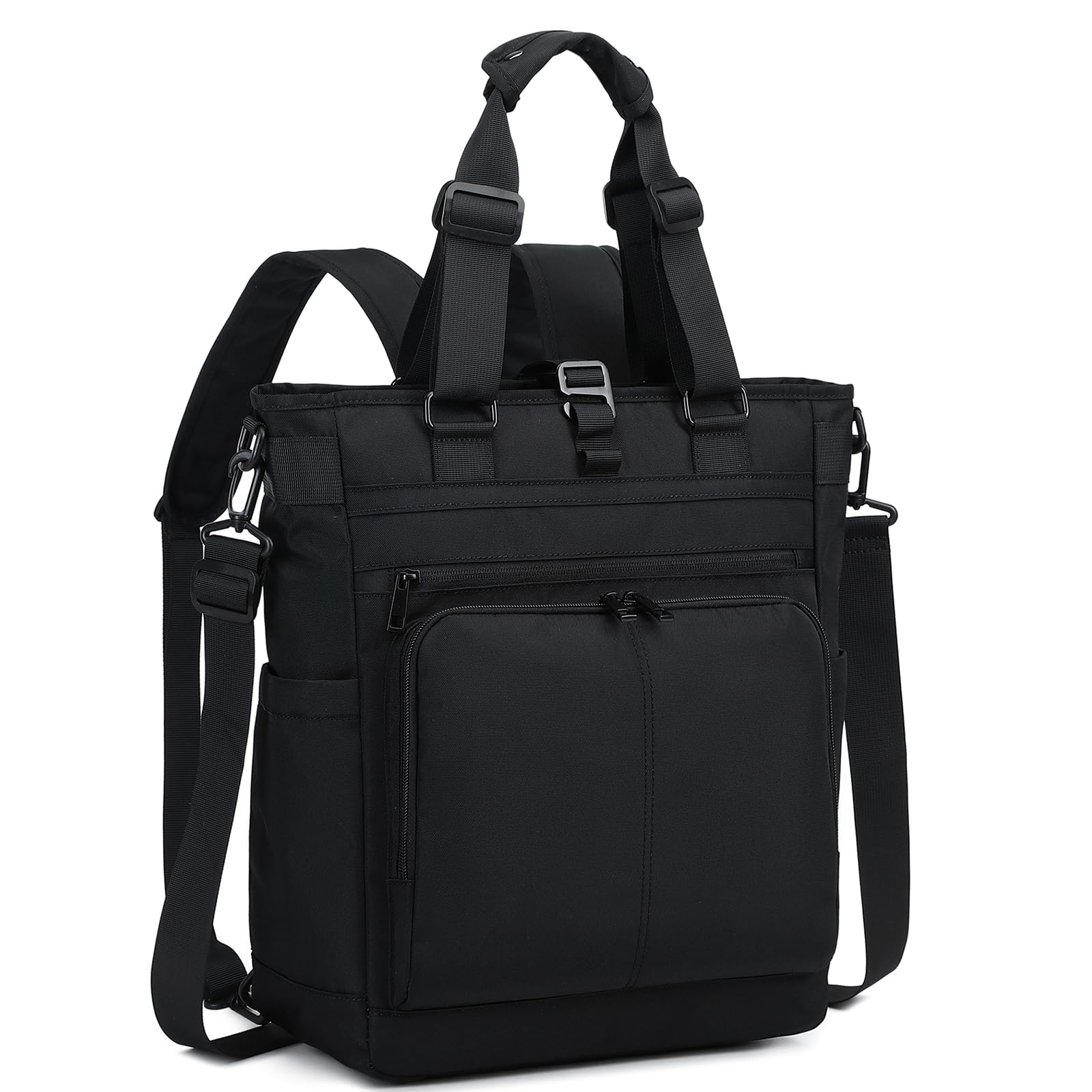 mygreen Laptop Backpack 15.6 Inch Stylish School Computer Backpack Messenger Tote Bag Water Repellent College Casual Daypack with Headphone Hole Travel Business Work Bag for Men Black