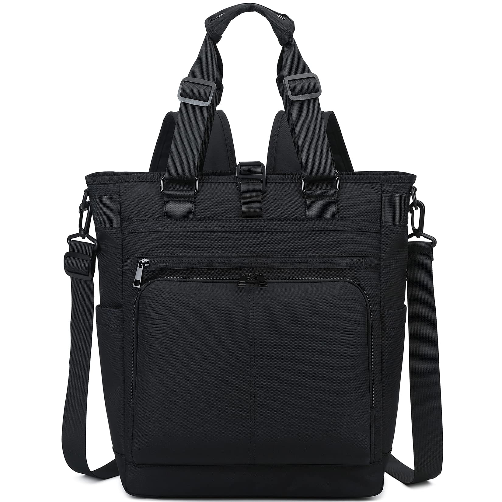 mygreen Laptop Backpack 15.6 Inch Stylish School Computer Backpack Messenger Tote Bag Water Repellent College Casual Daypack with Headphone Hole Travel Business Work Bag for Men Black