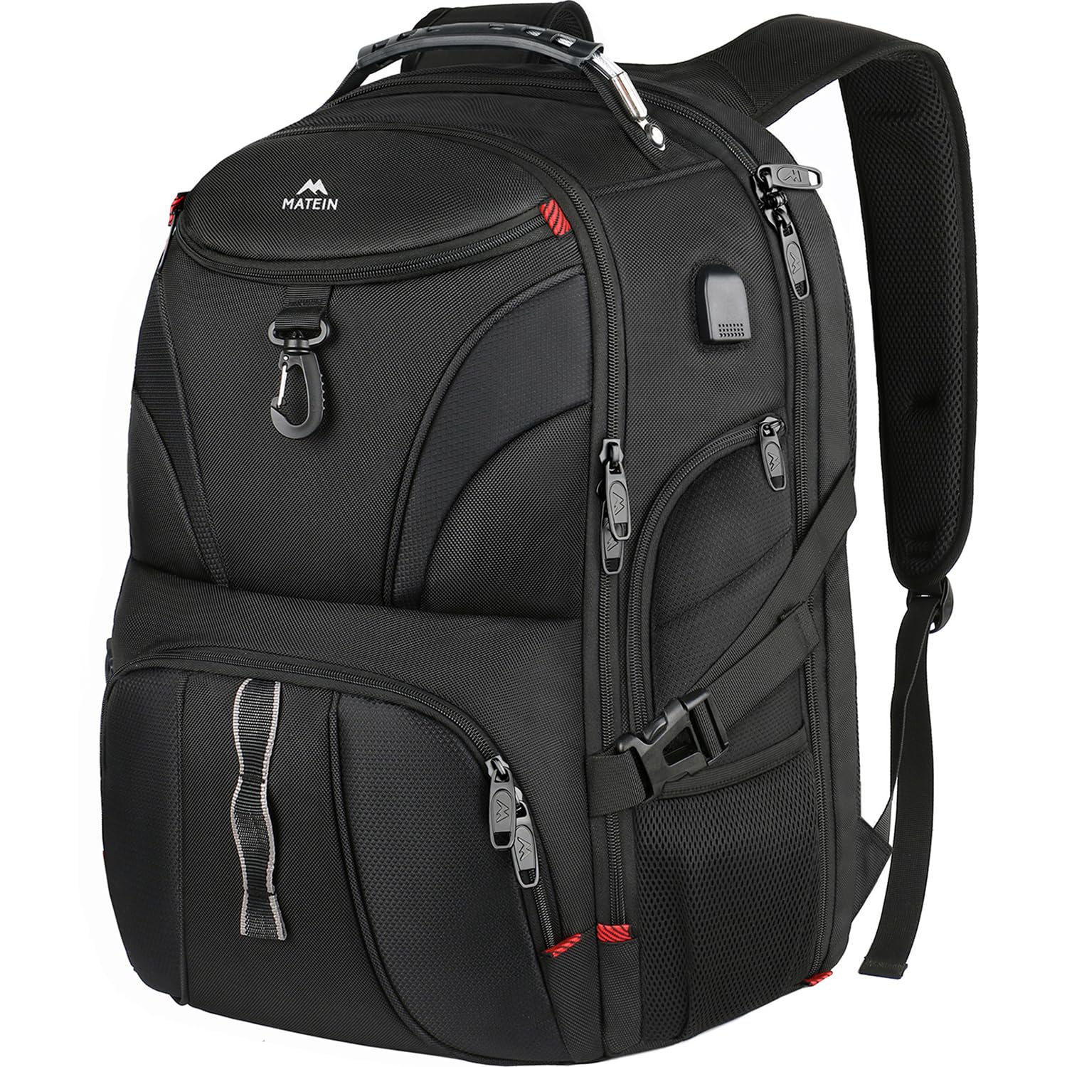 MATEIN Backpack for Men, Large Laptop Backpack with USB Port, Travel Backpacks for Women Student, Big College School Bookbag Water Resistant TSA Business Computer Bag Fit 17 Inch Notebook, Black