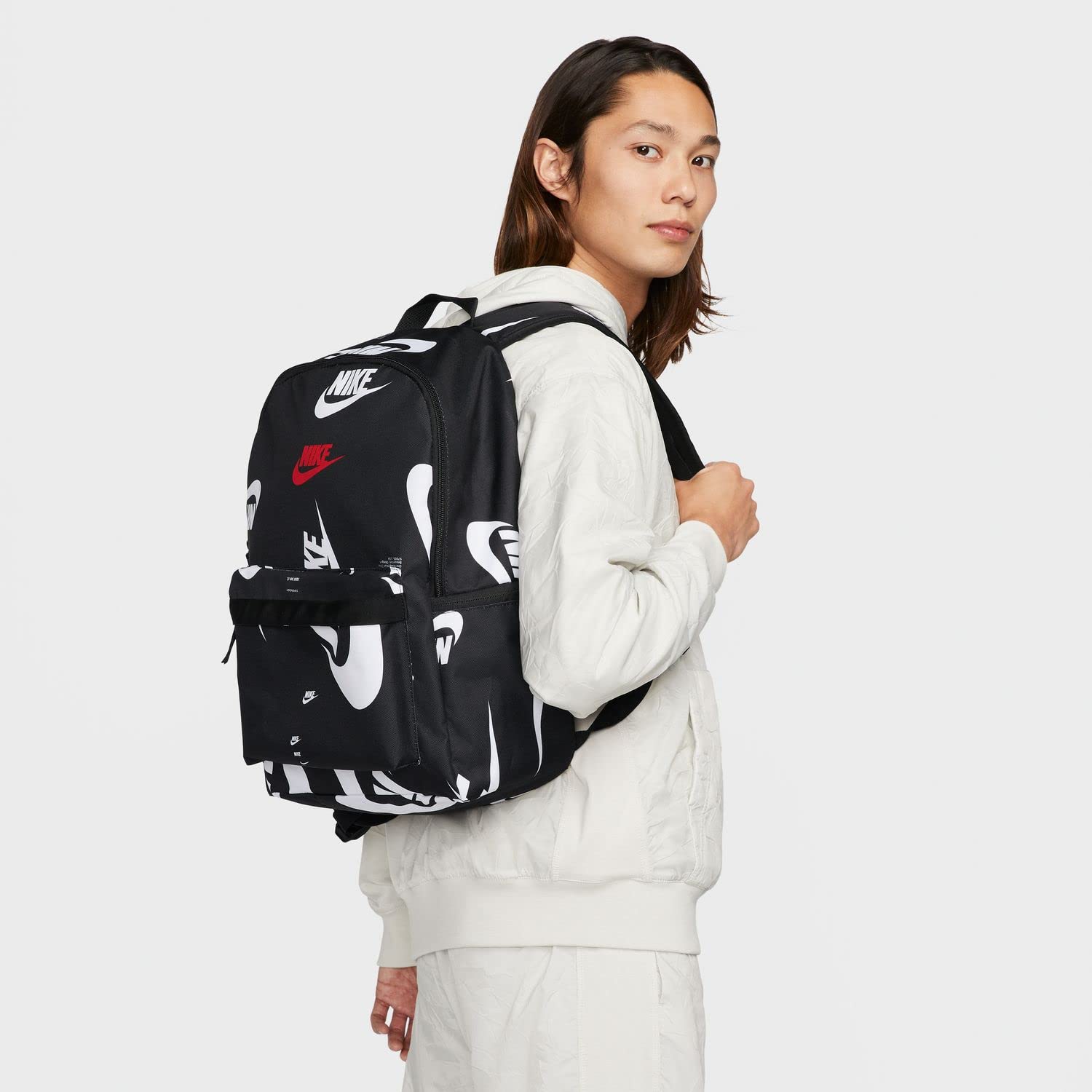 Nike Heritage 2.0 AOP Backpack DQ5956-010 BLACK/BLACK/UNIVERSITY RED, One Size