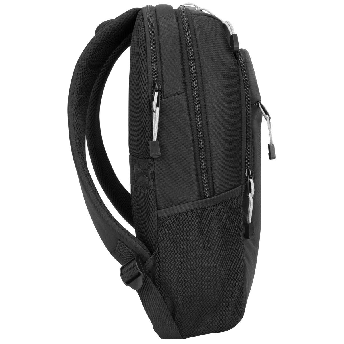 Targus Intellect Advanced Laptop Backpack for Lightweight Water-Resistant Slim Travel with Padded Back Support, Quick Access Stash Pouch, Protective Sleeve for 15.6-Inch, Black (TSB968GL)