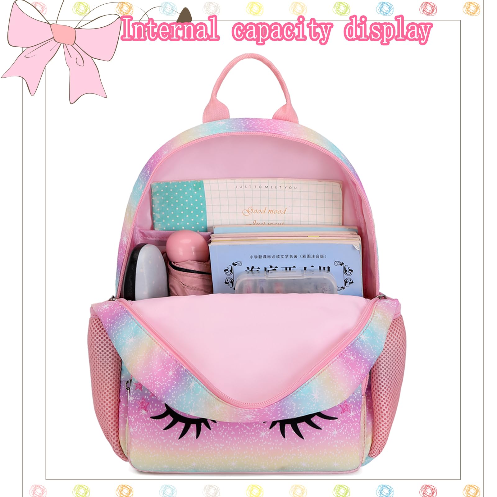 OctSky Unicorn Toddler Backpack Girls Mini Backpack for Kids, Lightweight Preschool Backpack for Kindergarten Little Girls Bookbag With Chest Strap Mini