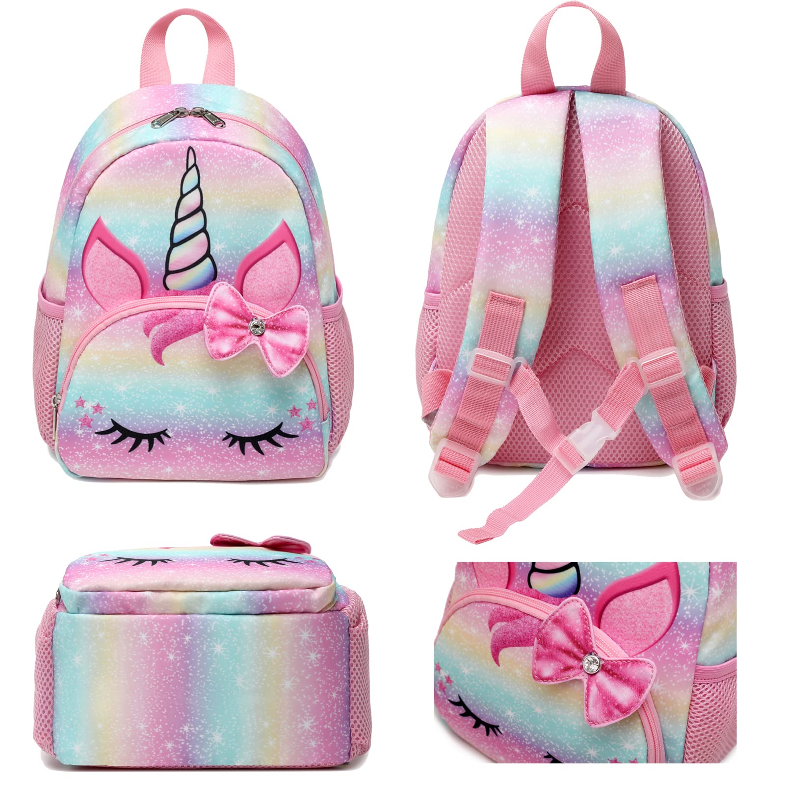 OctSky Unicorn Toddler Backpack Girls Mini Backpack for Kids, Lightweight Preschool Backpack for Kindergarten Little Girls Bookbag With Chest Strap Mini
