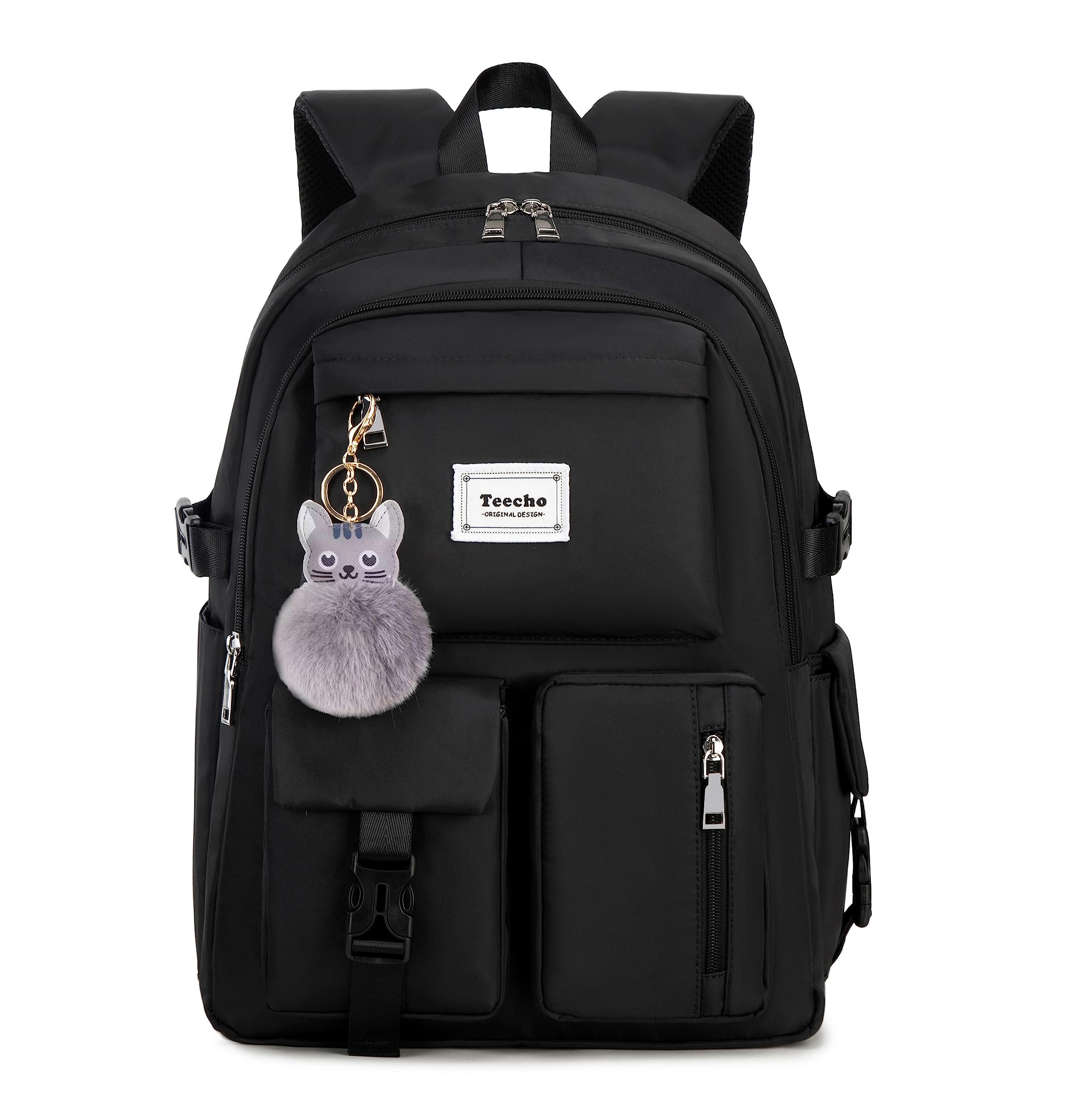 Teecho Cute Backpack for Girl Fashion Waterproof Daypack for Women Black
