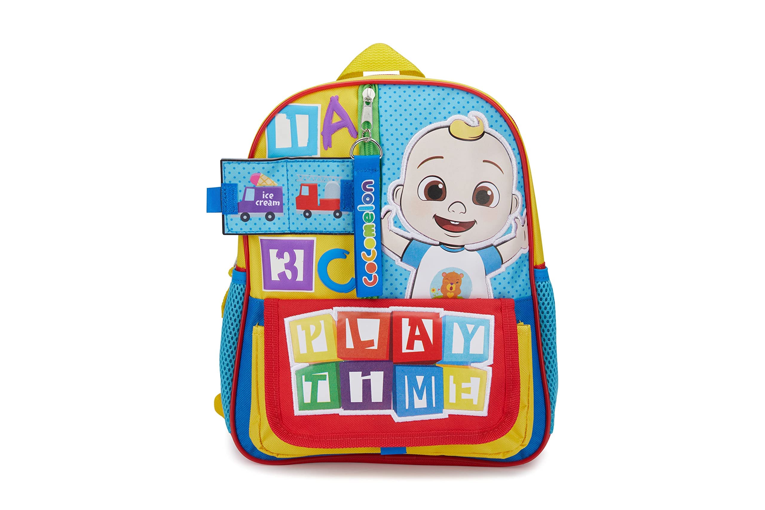 AI ACCESSORY INNOVATIONS Cocomelon JJ's Playtime Interactive Mini Backpack for Boys and Girls, Pre-school Schoolbag with Padded Back and Adjustable Straps, Versatile 12”