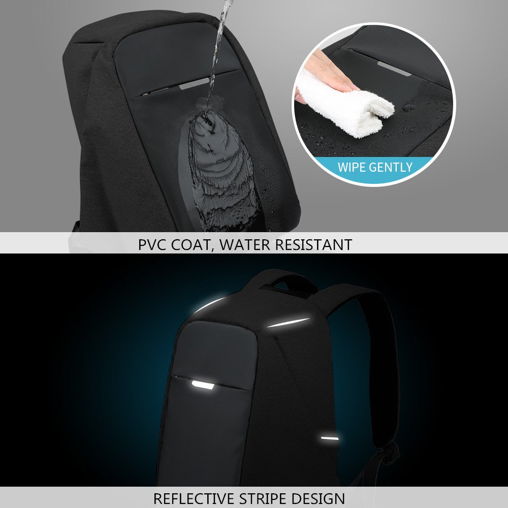 oscaurt Laptop Backpack, Theftproof Travel Backpack, Hidden Zipper Bag with USB Charging Port, Water Resistant Business Back Pack for Student Work Men & Women New Version Black