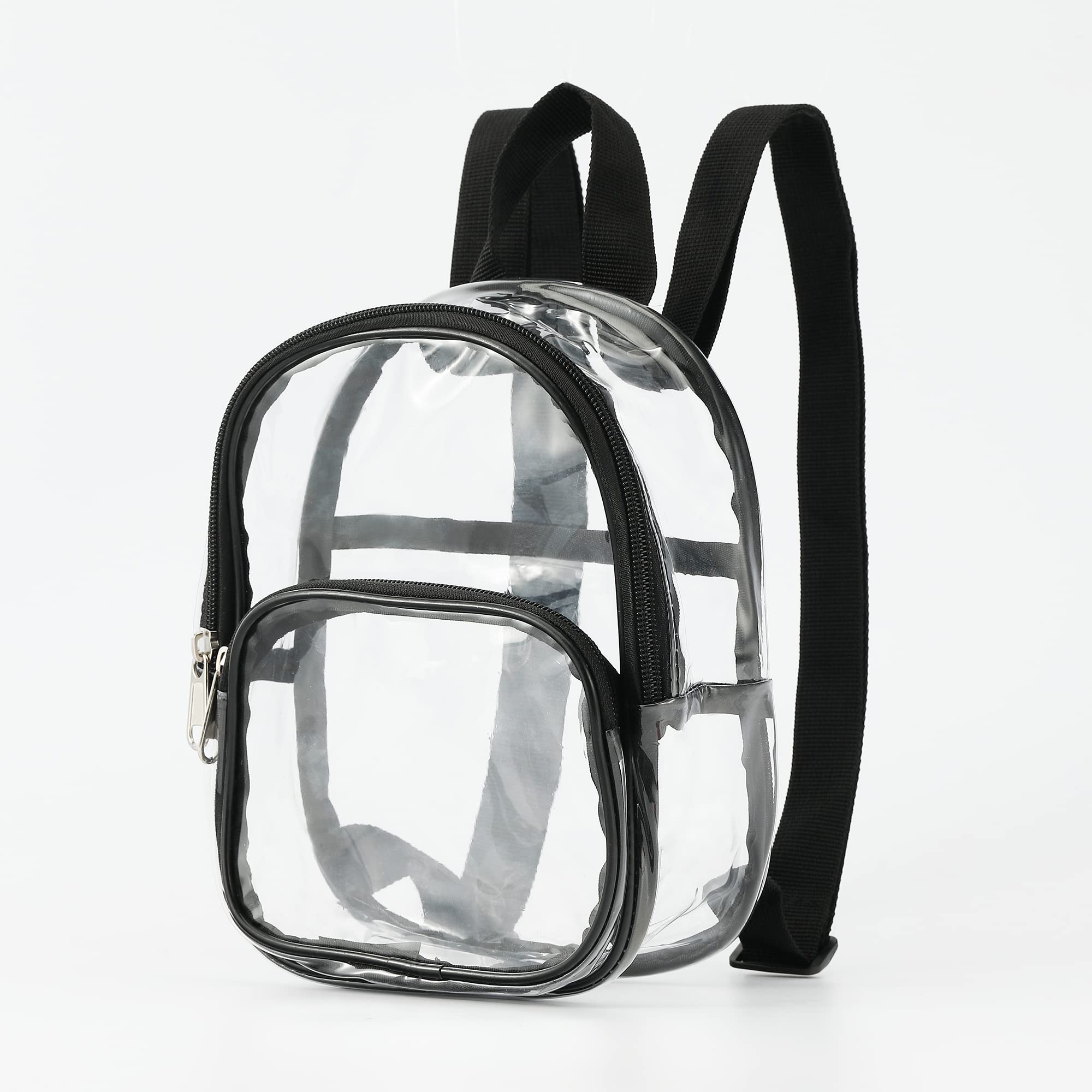 USPECLARE Clear Mini Backpack with Size 7.5"x2.8"x9" for Girls , Waterproof Small Clear Backpack for Security Travel, Concert & Sport Events(Black)