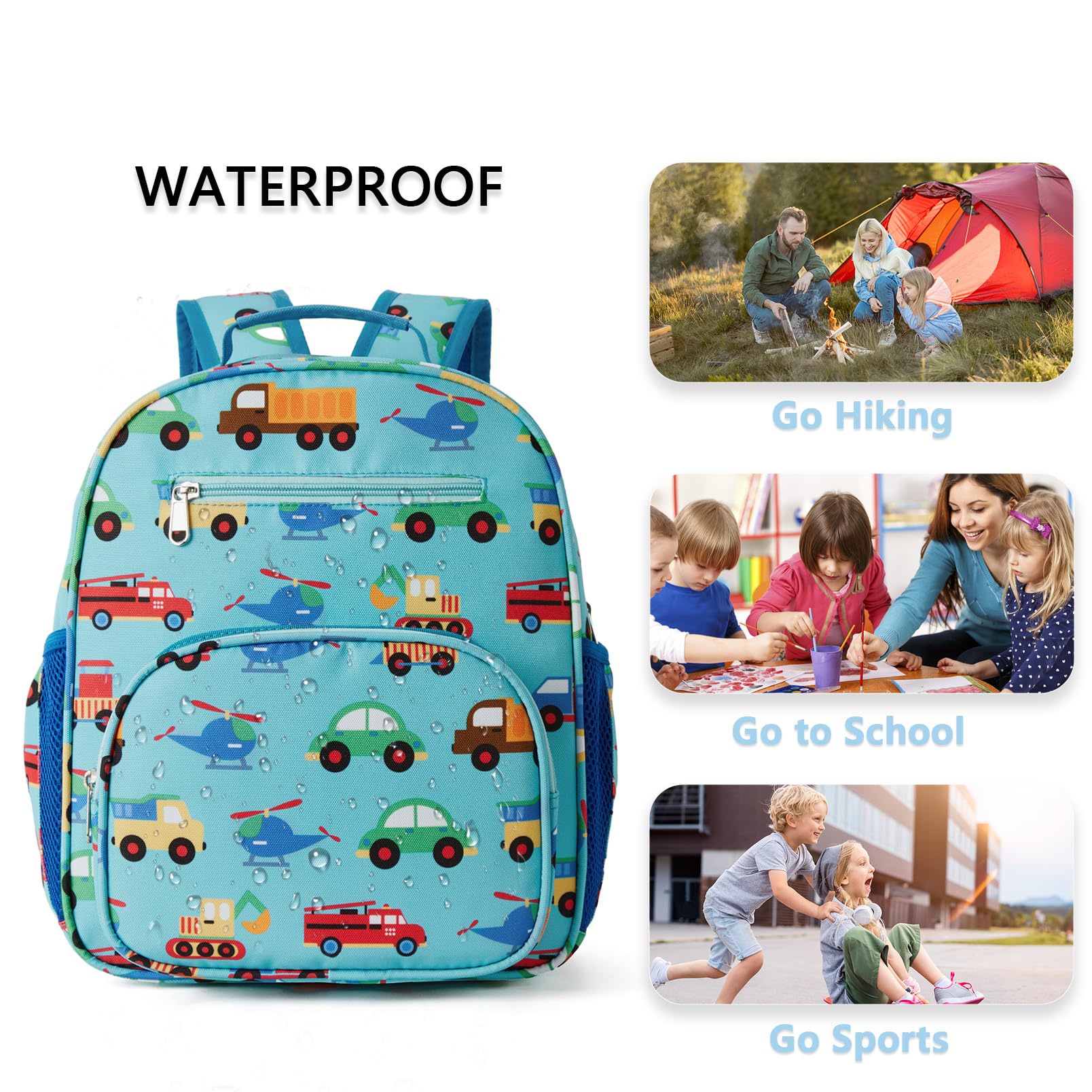 Telena Kids Backpack for Boys Girls, Cute Water Resistant Toddler Preschool Backpack with Adjustable Padded Straps, Pink Rainbow
