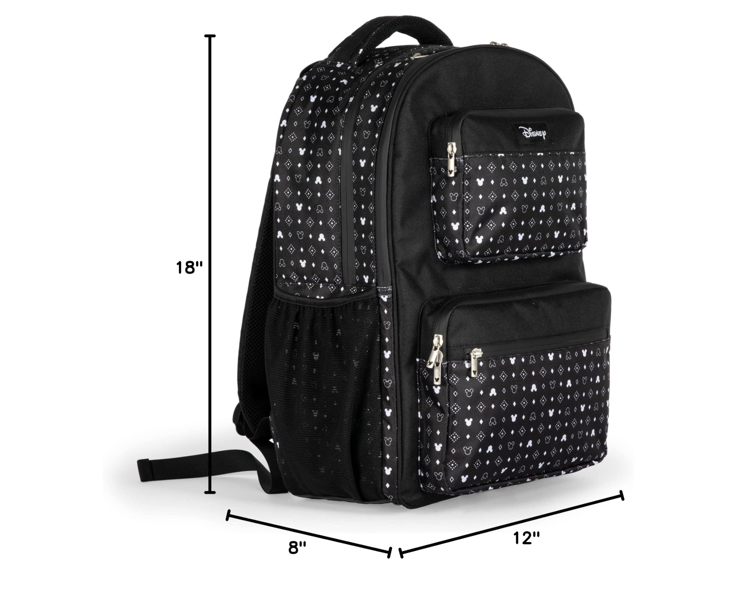 ONIVA - a Picnic Time brand - Disney Classic Mickey Mouse Park Tripper Day Bag - Cooler Backpack - Soft Cooler Backpack - Insulated Lunch Bag, (Black with White Pattern)