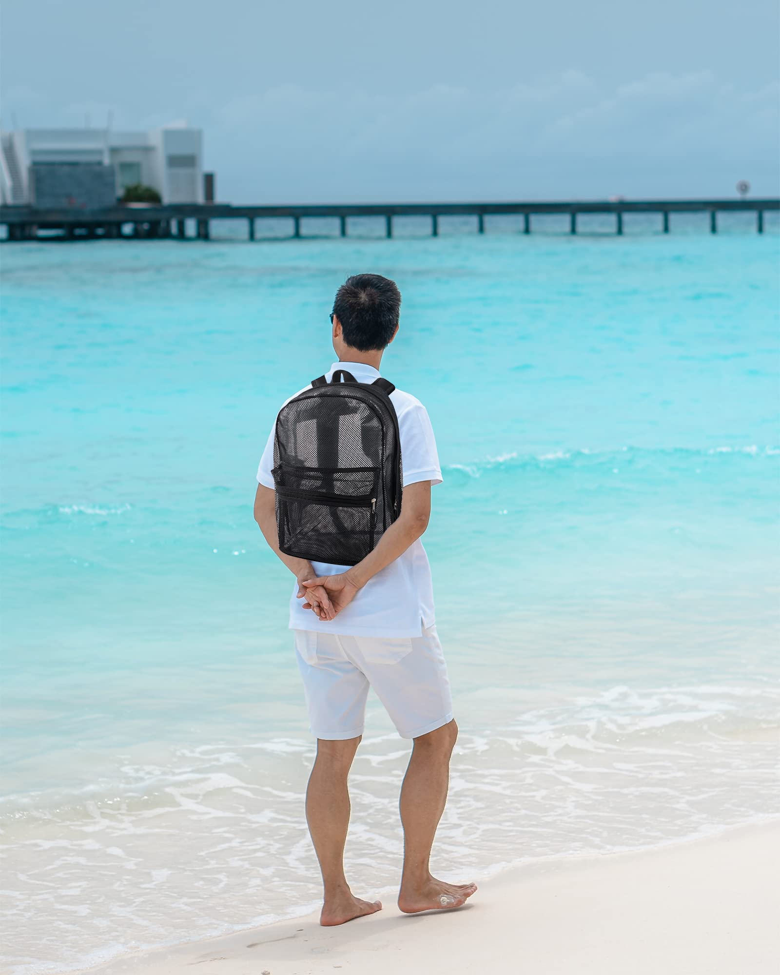 Transparent Mesh Backpacks for School Kids, Beach, Travel - Mesh See Through Backpack with Padded Straps