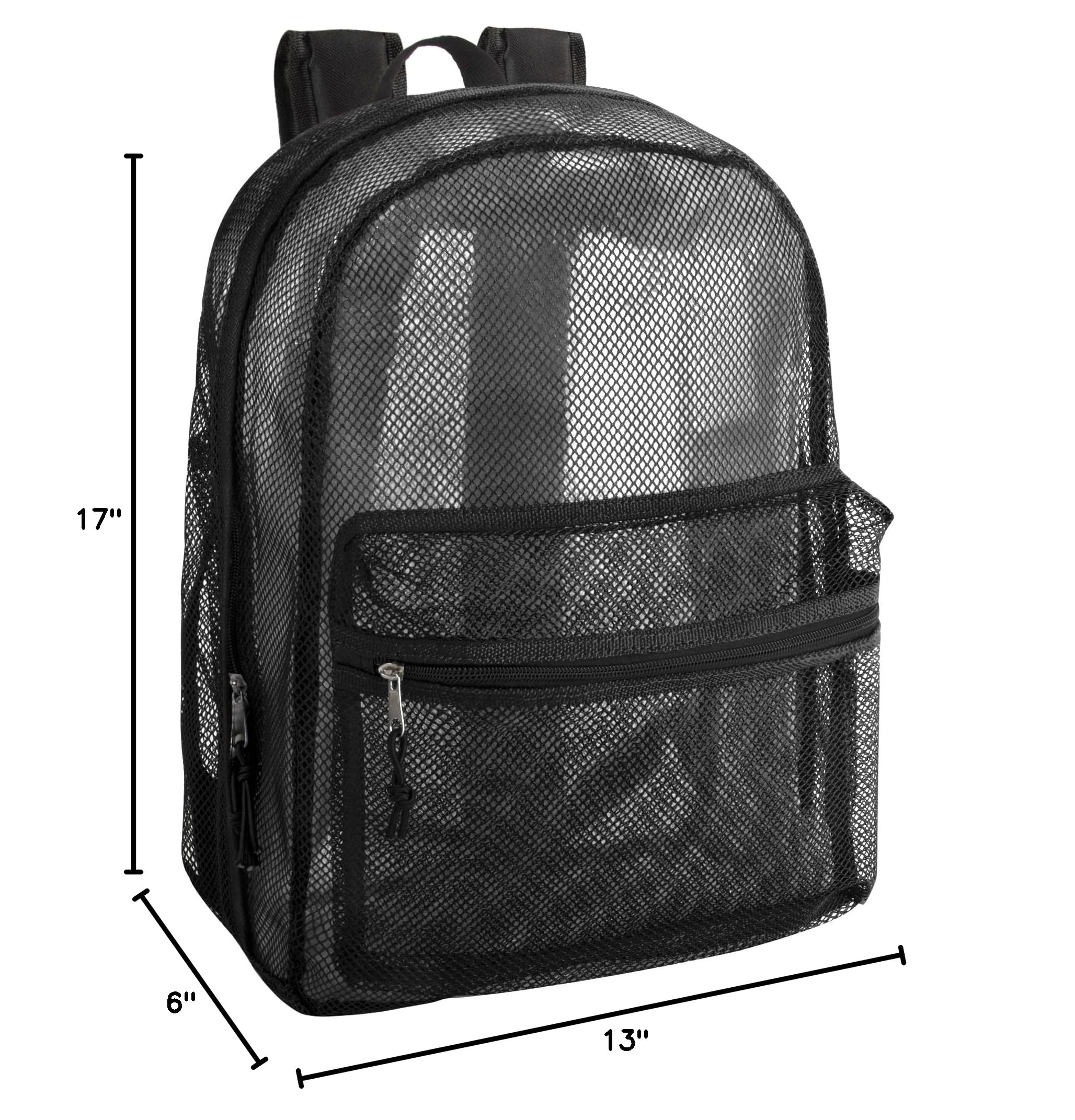 Transparent Mesh Backpacks for School Kids, Beach, Travel - Mesh See Through Backpack with Padded Straps