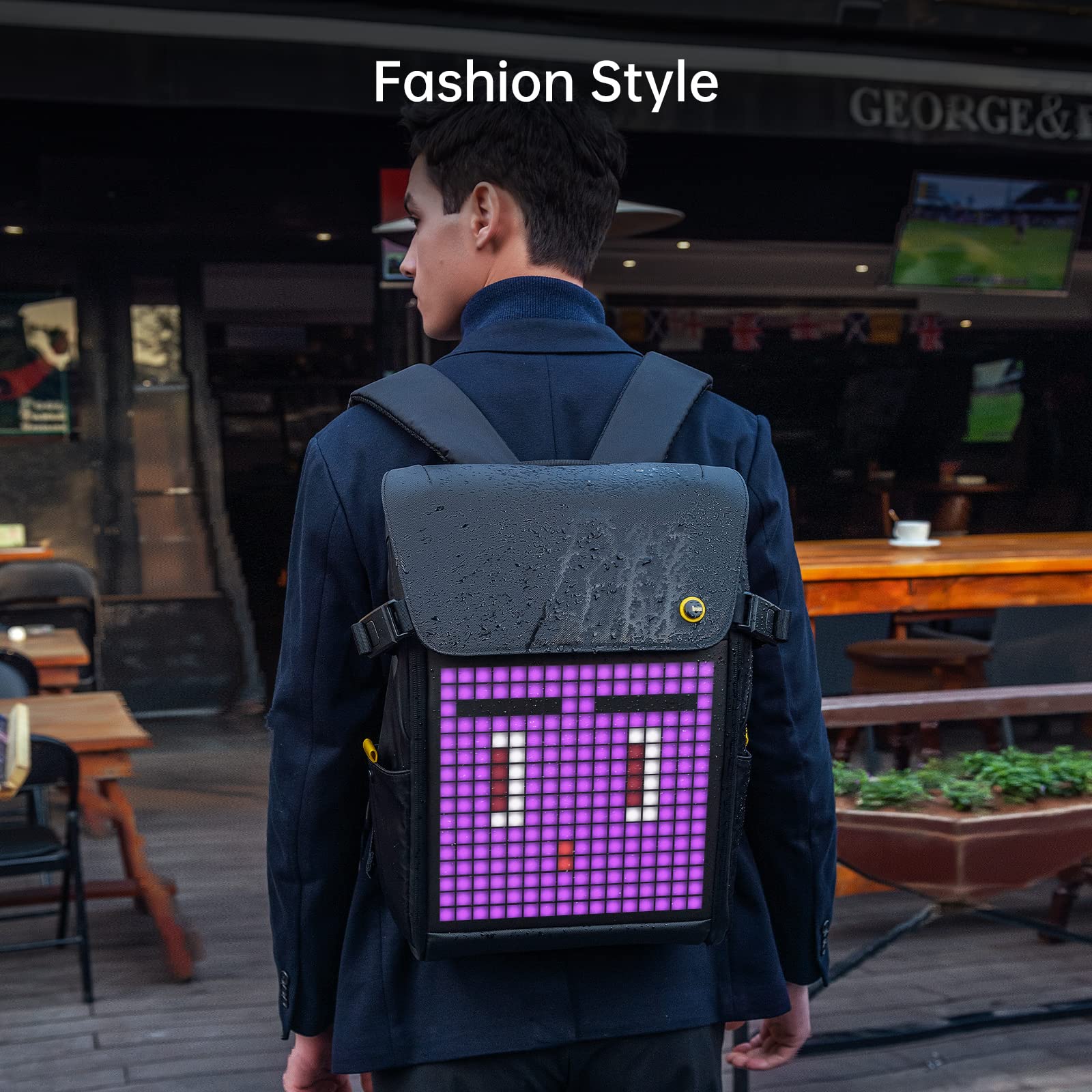 Divoom LED Display Laptop Backpack with App Control, 17 Inch Cool DIY Pixel Art Animation Fashion Backpack, Unique Gift for Men or Women