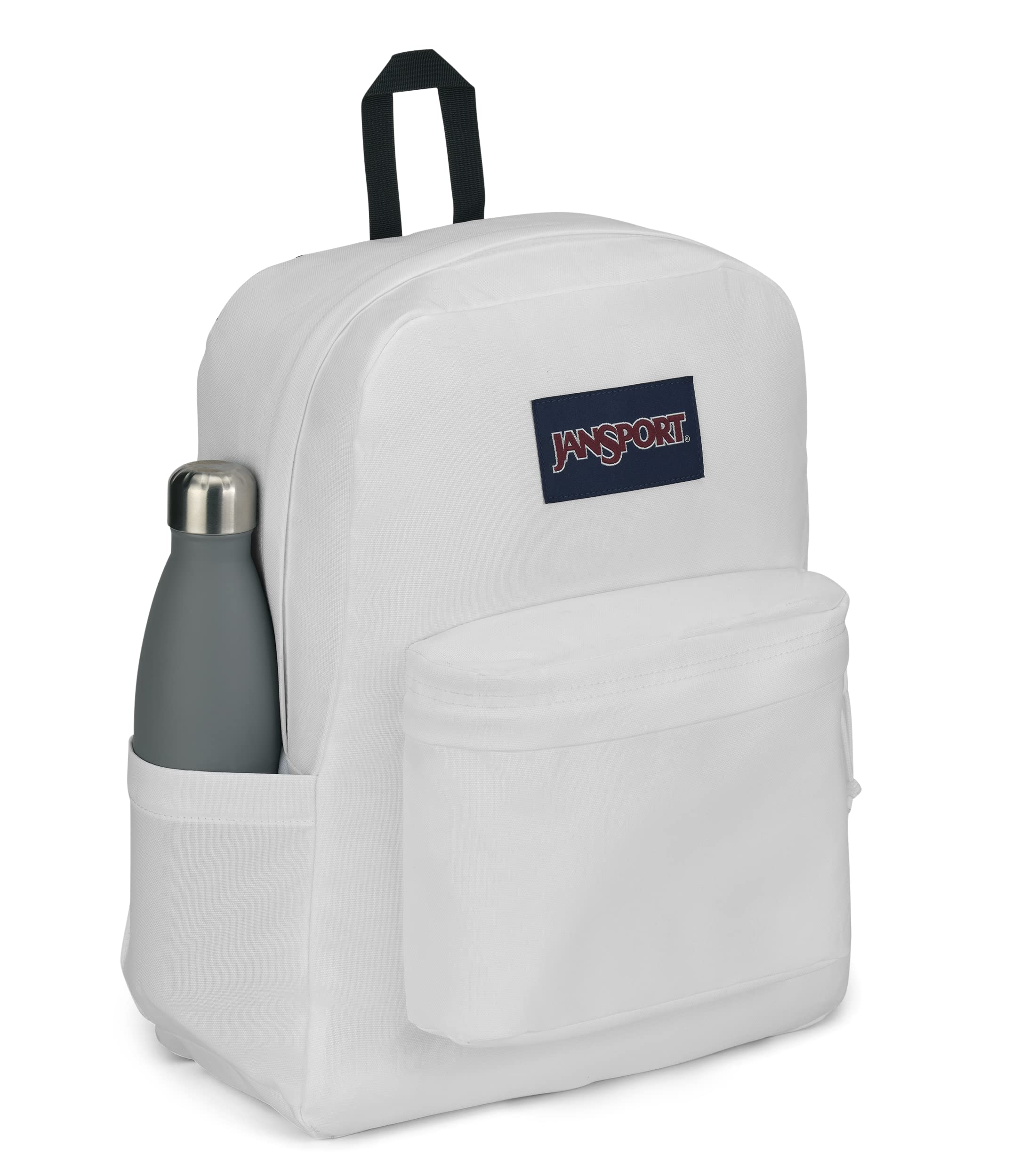 JanSport SuperBreak Backpack - School, Travel, or Work Bookbag with Water Bottle Pocket - White