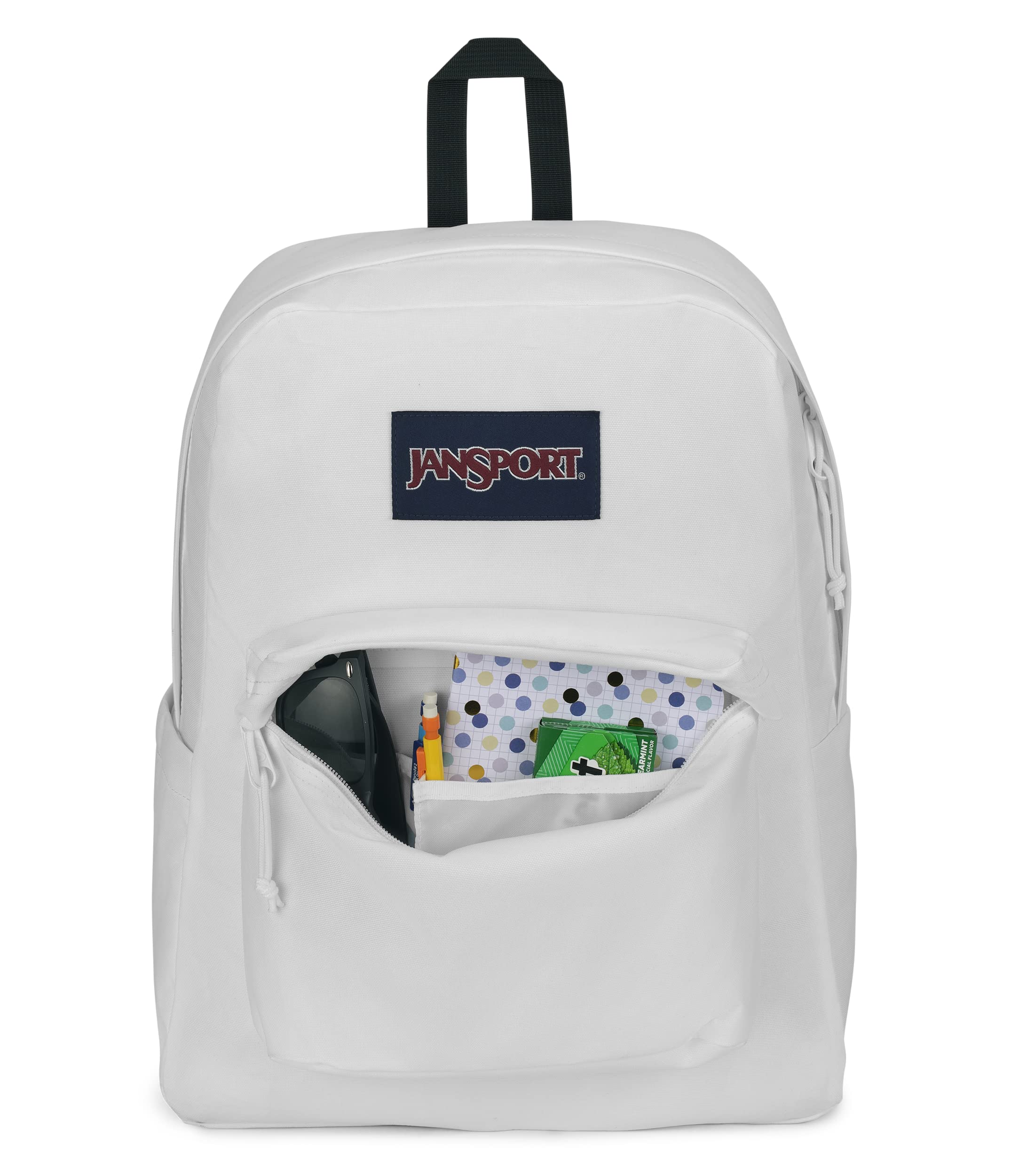 JanSport SuperBreak Backpack - School, Travel, or Work Bookbag with Water Bottle Pocket - White