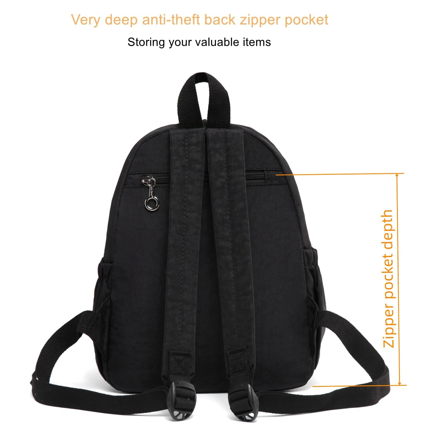 AOTIAN Lightweight Durable Travel Hiking Women and Girls Small Backpack Daypack 7 Liters Black