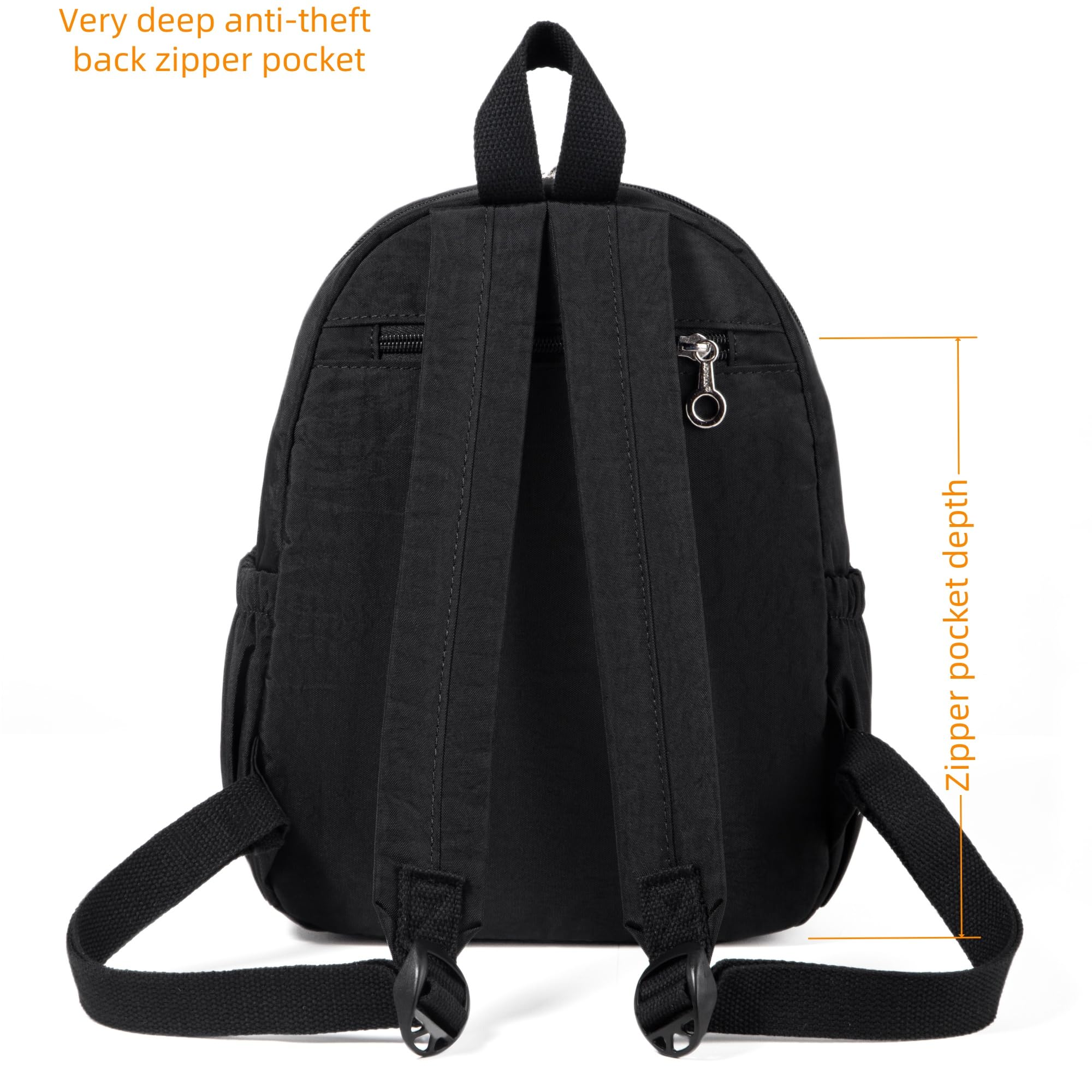 AOTIAN Lightweight Durable Travel Hiking Women and Girls Small Backpack Daypack 7 Liters Black